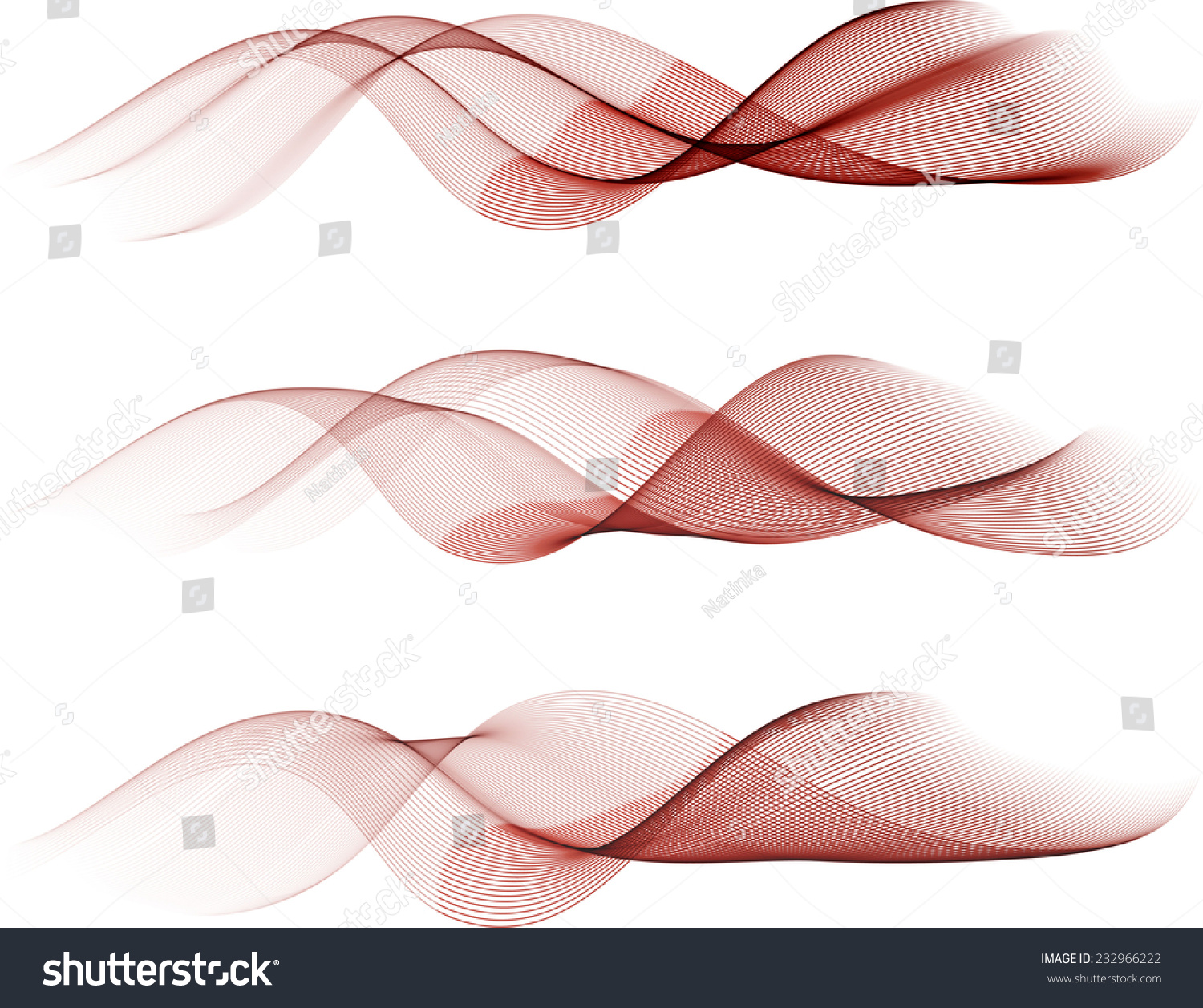 Abstract Red Waves Isolated On White Stock Vector (Royalty Free ...