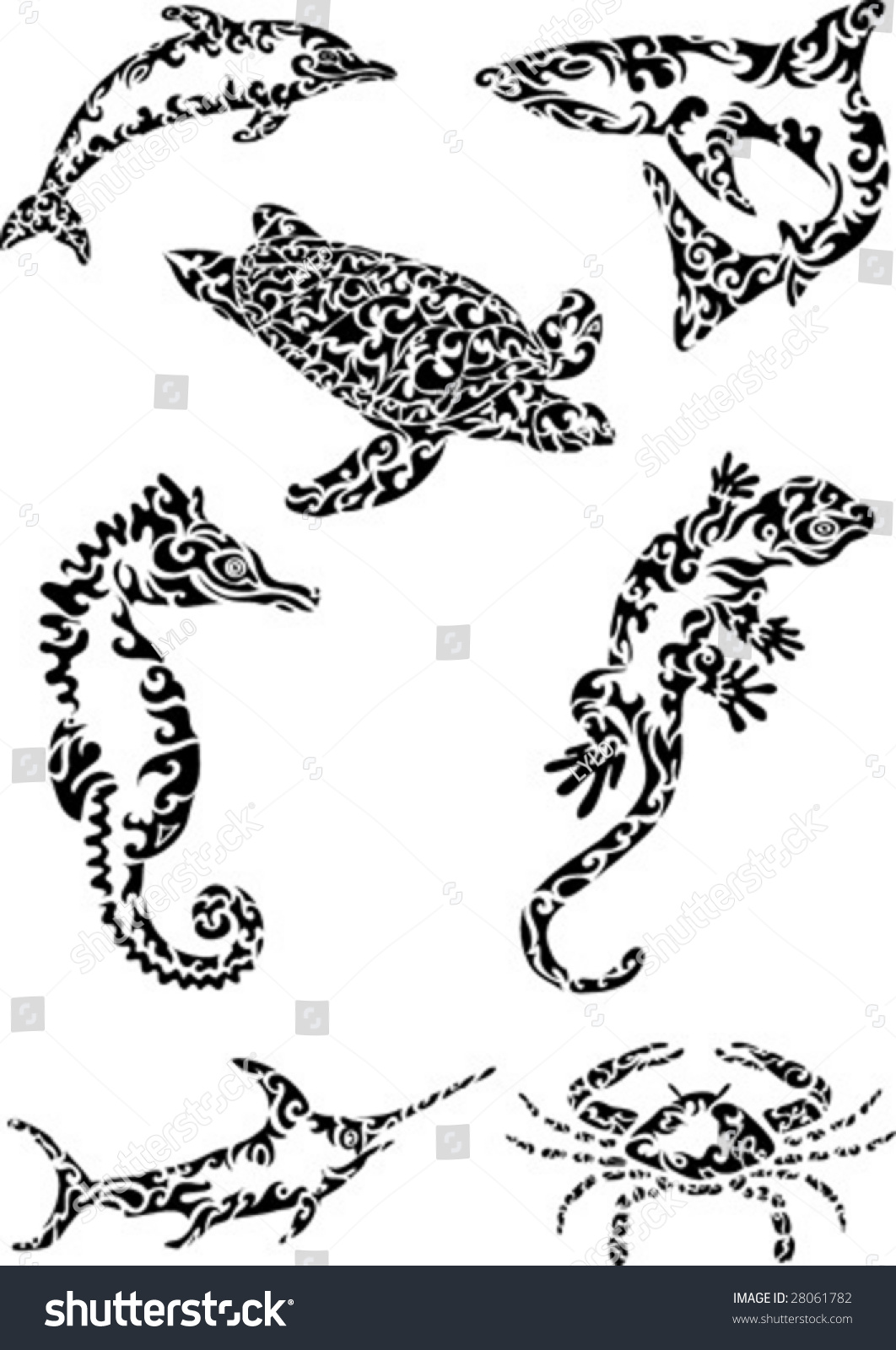 Abstract Sea Creatures Stock Vector (Royalty Free) 28061782