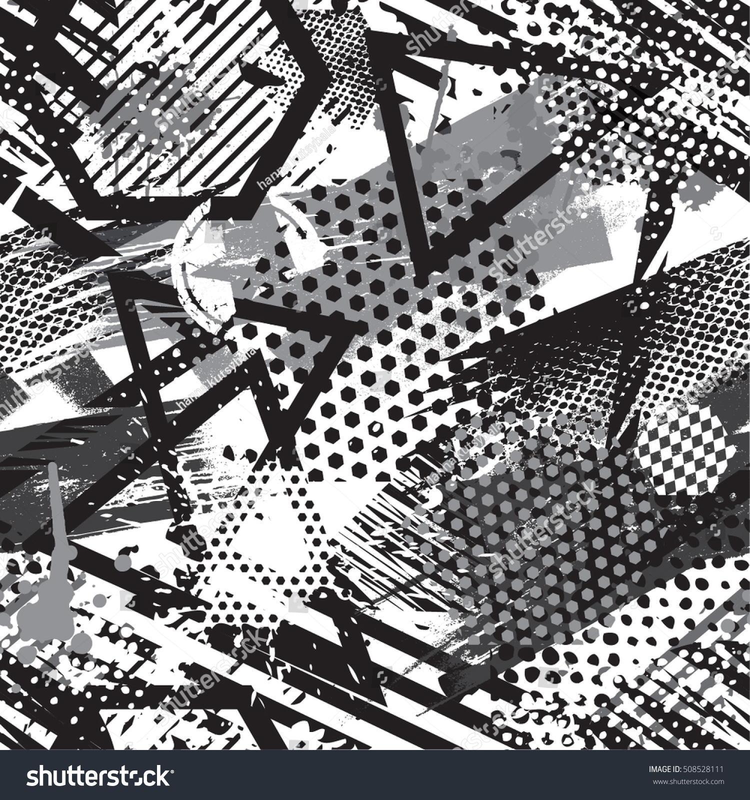 Abstract Seamless Chaotic Pattern Geometric Elements Stock Vector ...