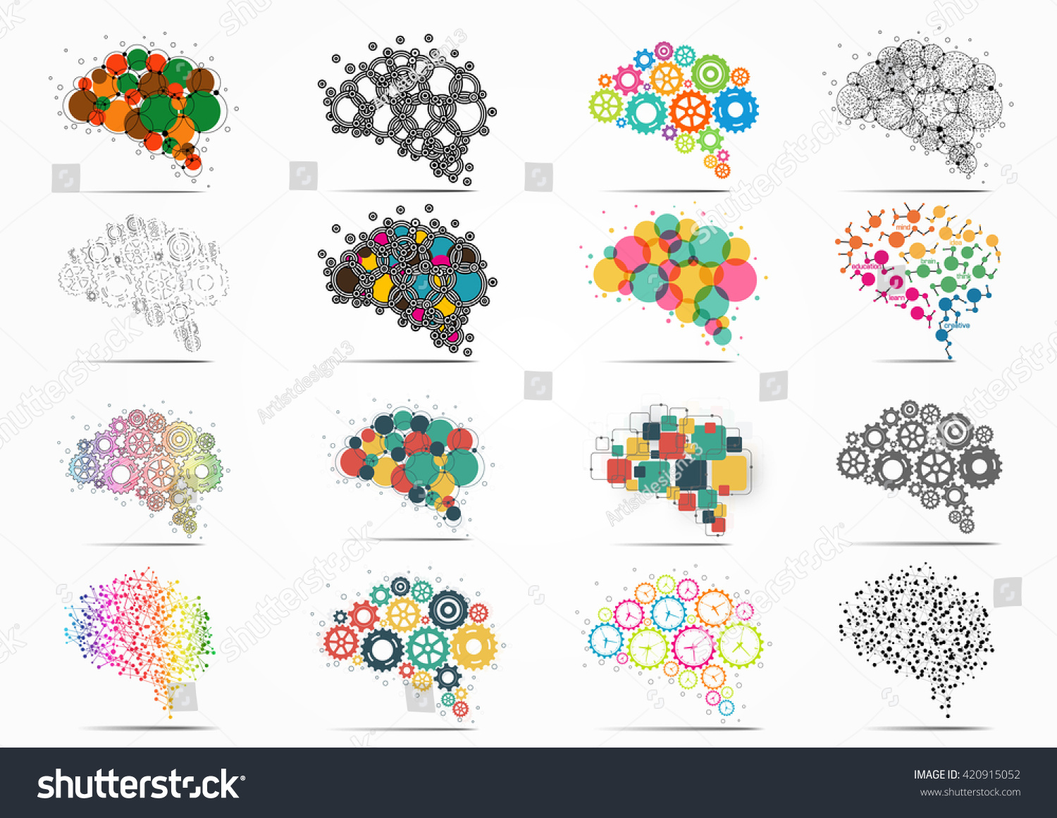 Abstract Set Brain Graphic Stock Vector (Royalty Free) 420915052 ...