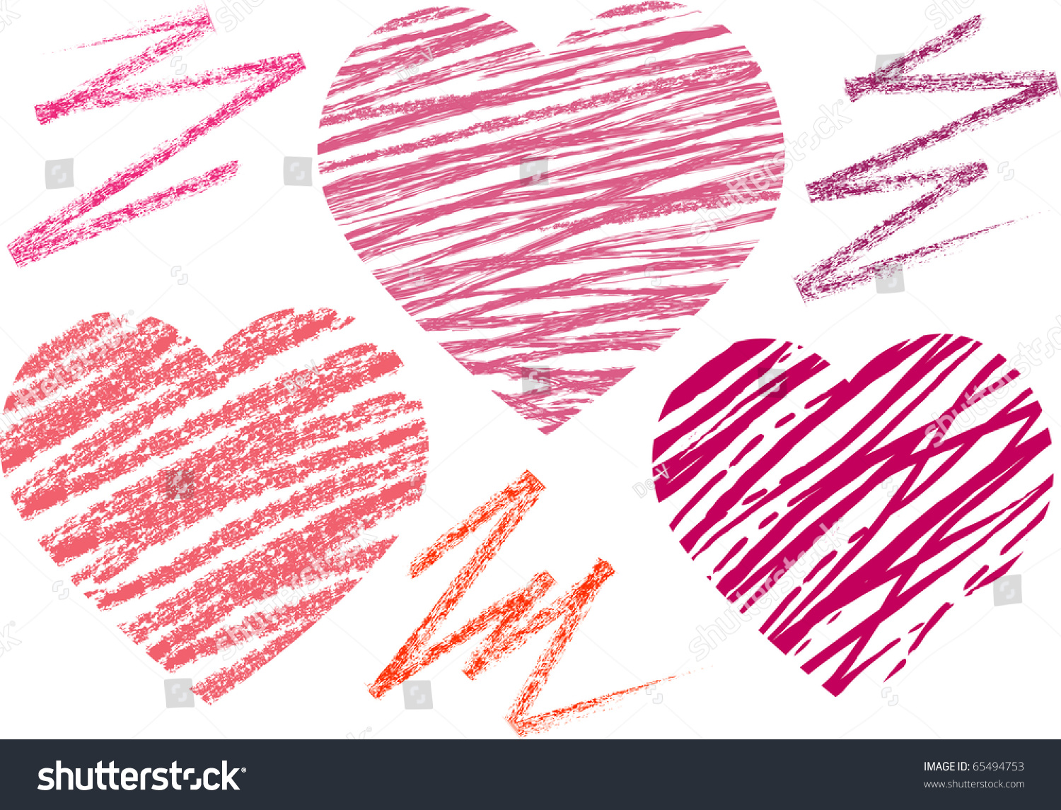 Abstract Set Heart Chalk Drawing Stock Vector (Royalty Free) 65494753 ...
