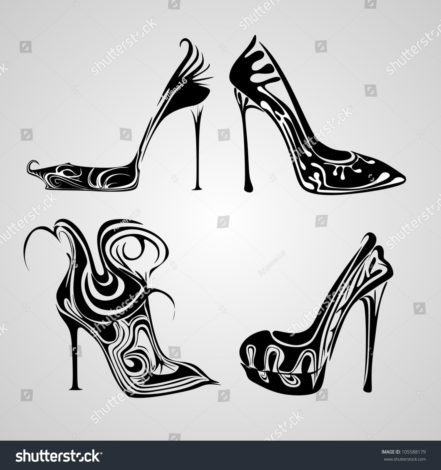 Abstract Shoes Set Stock Vector Illustration 105588179 : Shutterstock