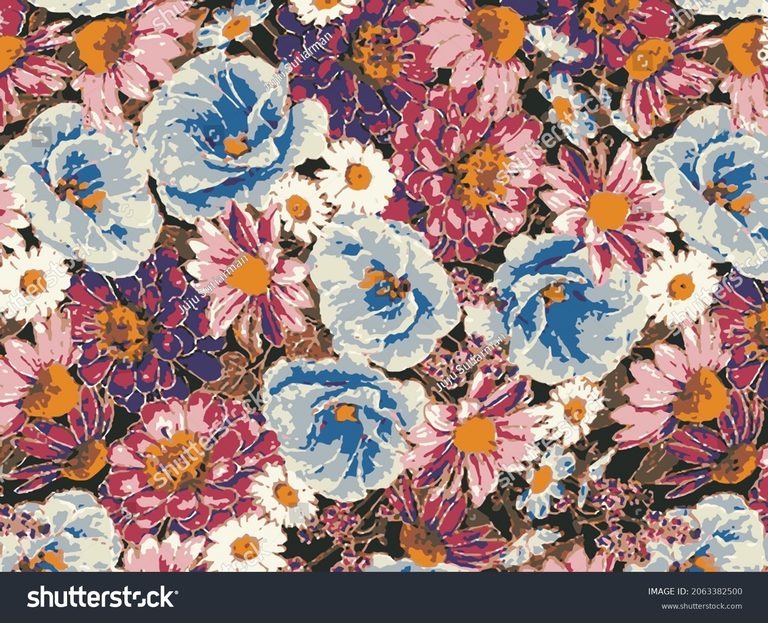 Abstract Solid Flowers Arrangement All Over Stock Vector (Royalty Free ...