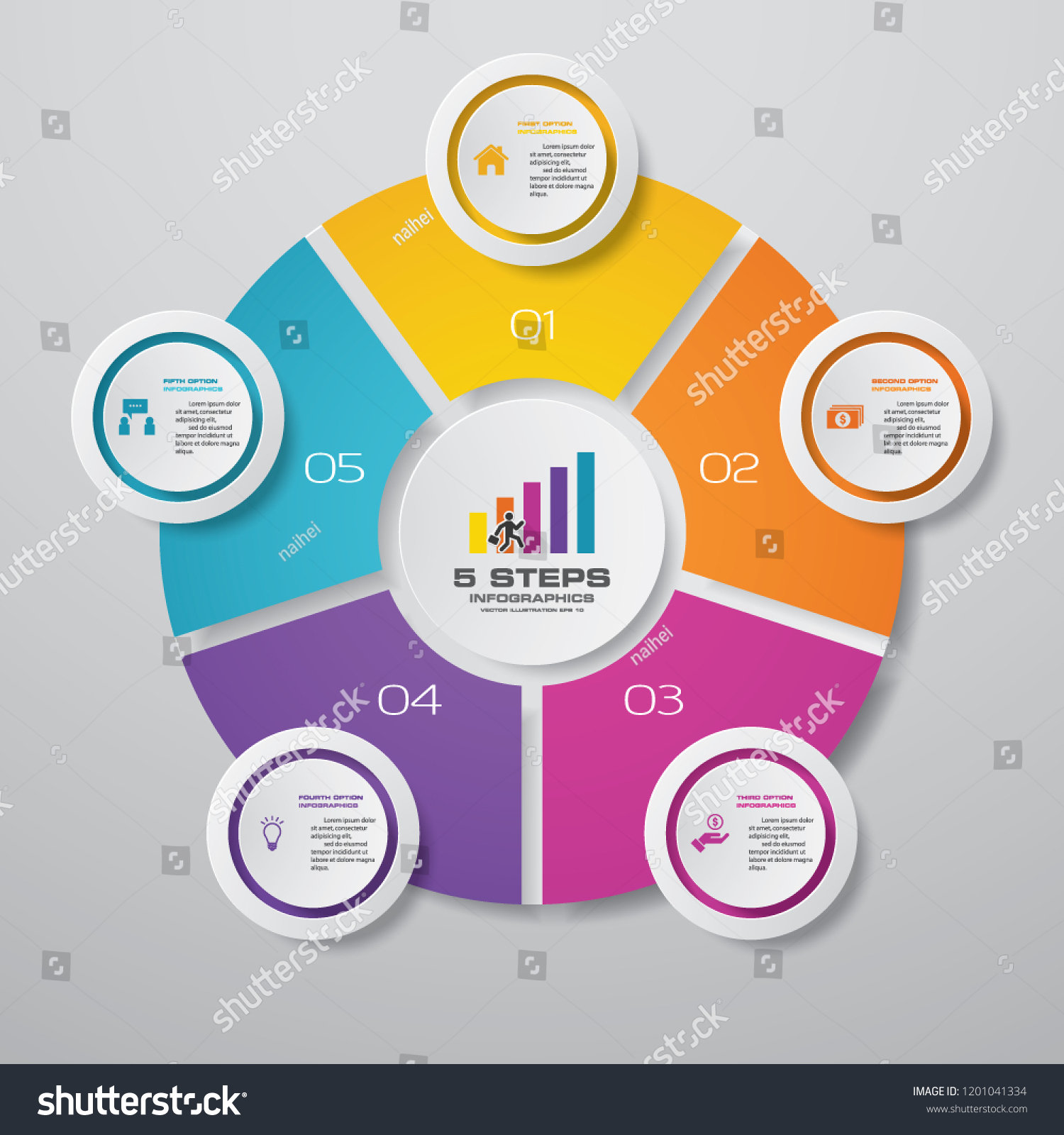 Abstract 5 Steps Cycle Chart Infographics Stock Vector (Royalty Free ...