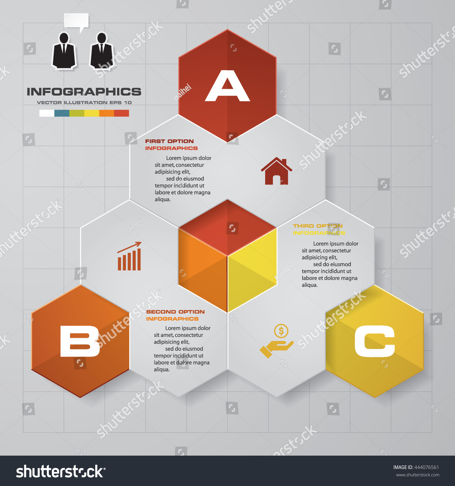 Abstract 3 Steps Hexagonal Shape Template Stock Vector (Royalty Free ...