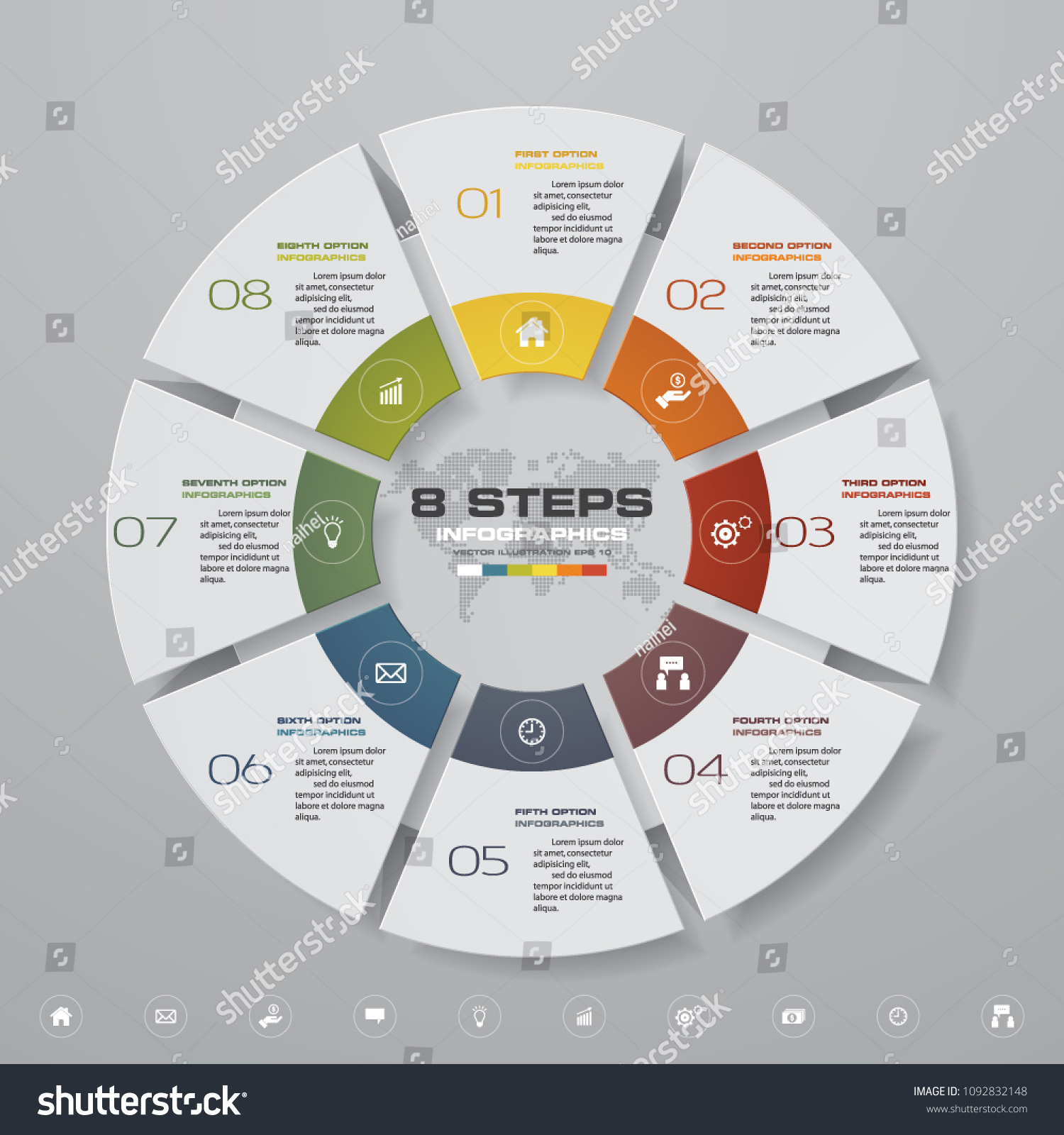 Abstract 8 Steps Modern Pie Chart Stock Vector (Royalty Free) 1092832148 | Shutterstock