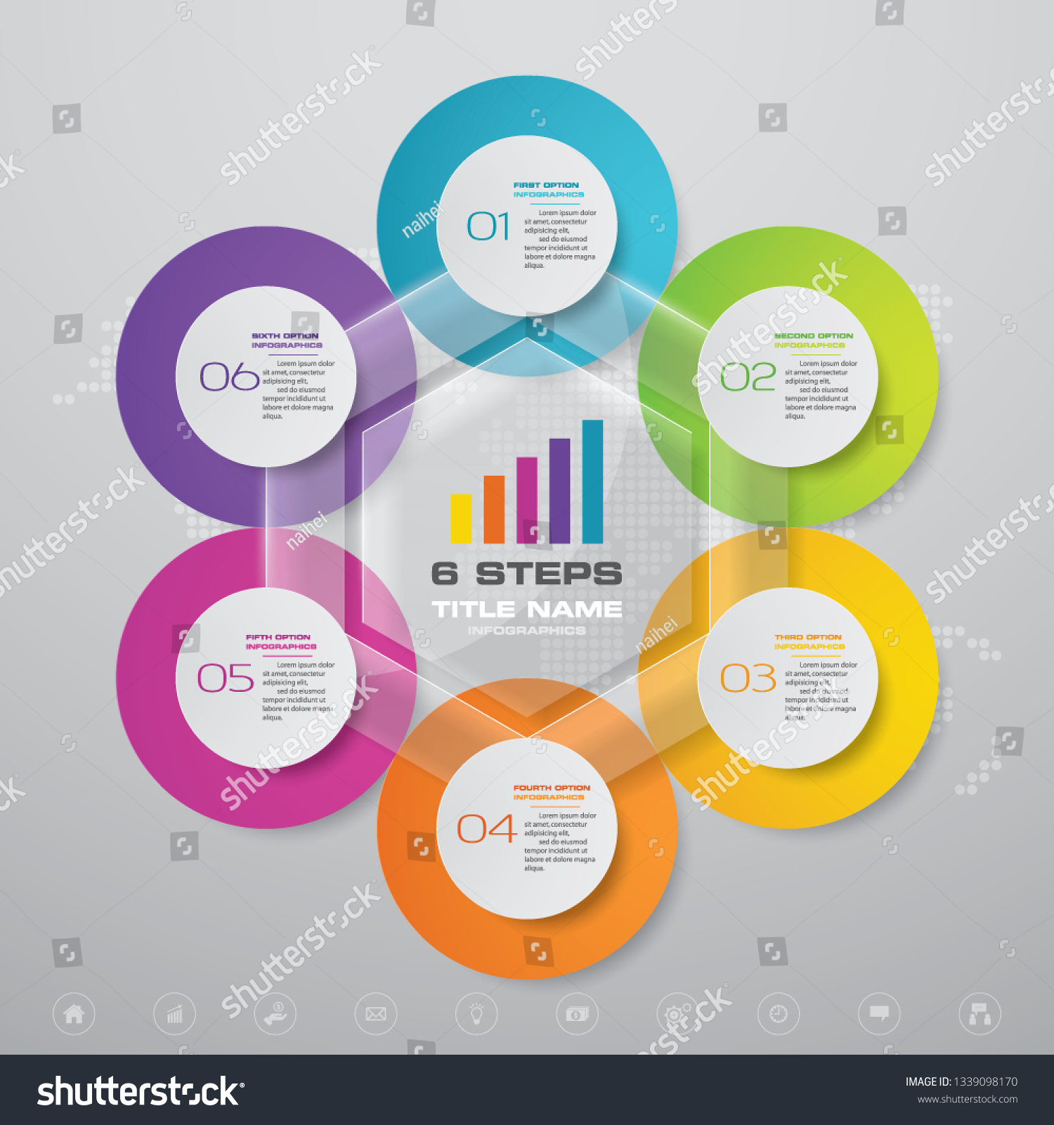 Abstract 6 Steps Presentation Chart Infographics: vector de stock ...