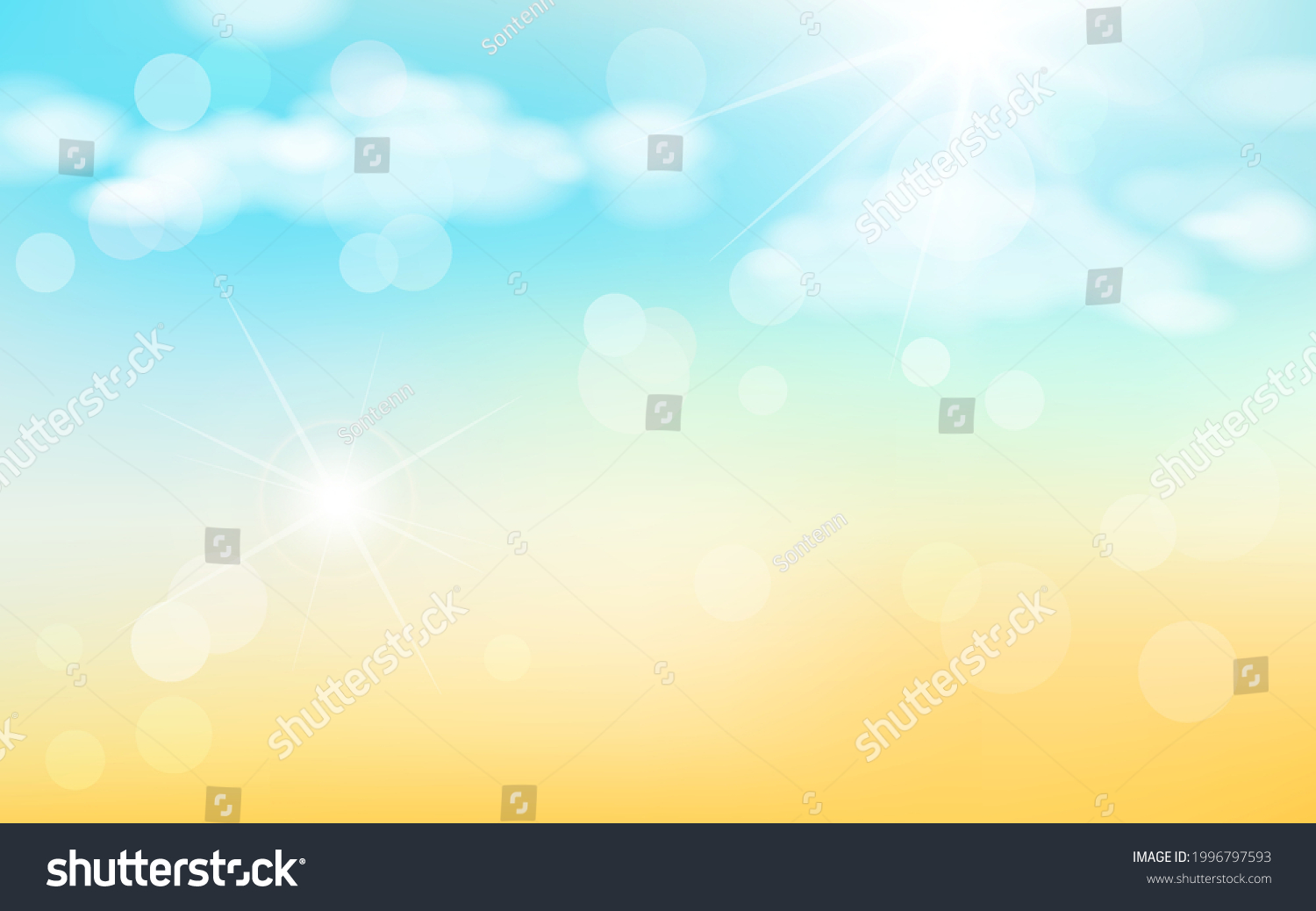 Abstract Summer Background Sunbeams Bokeh Effect Stock Vector Royalty