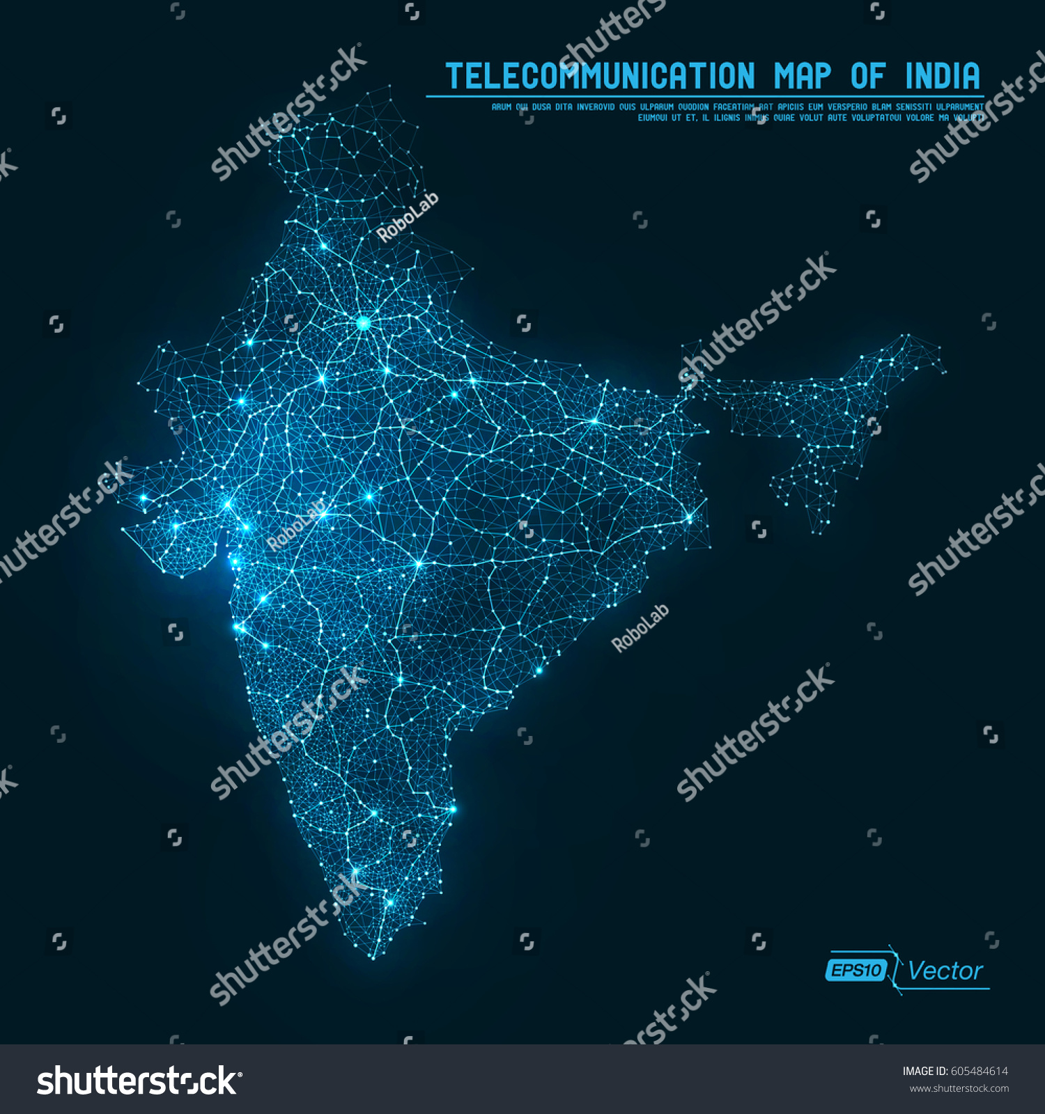 Abstract Telecommunication Network Map India Stock Vector (Royalty Free ...