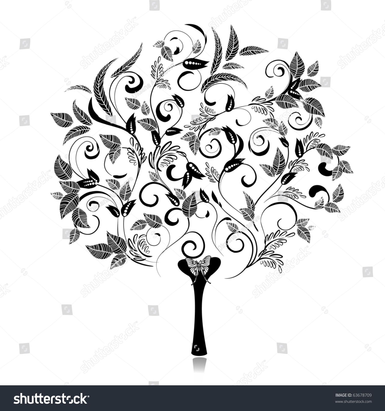 Abstract Tree Romantic Fancy Stock Vector Illustration 63678709 ...