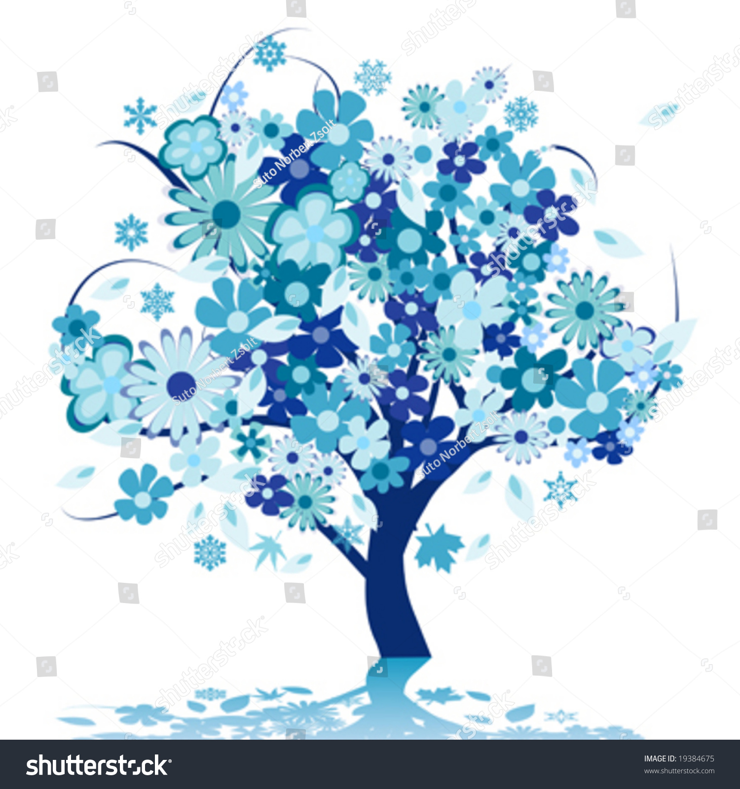 Abstract Tree Flowers Vector Illustration Stock Vector (Royalty Free ...