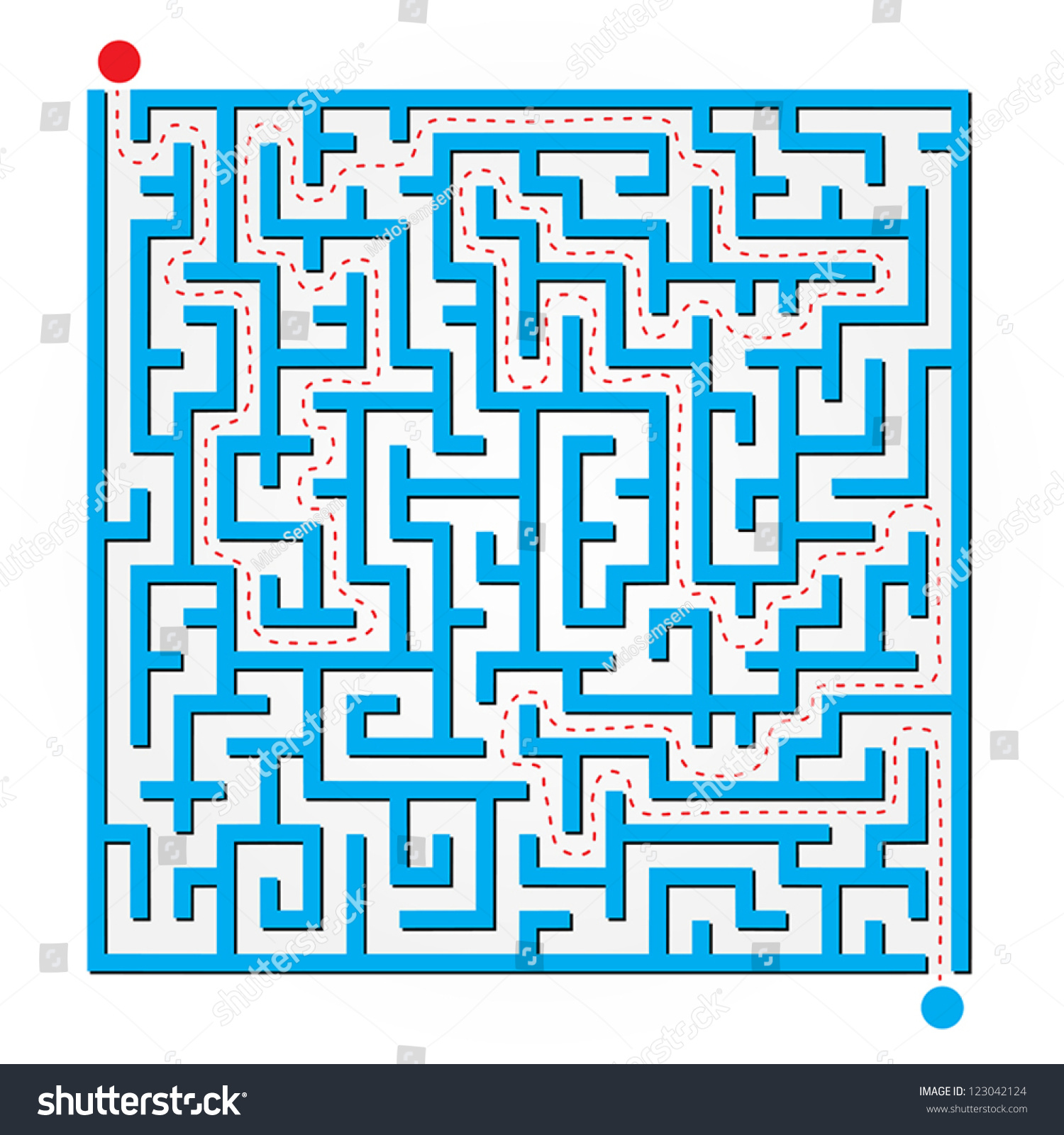 Abstract Vector Blue 2d Maze Map Stock Vector (Royalty Free) 123042124 ...