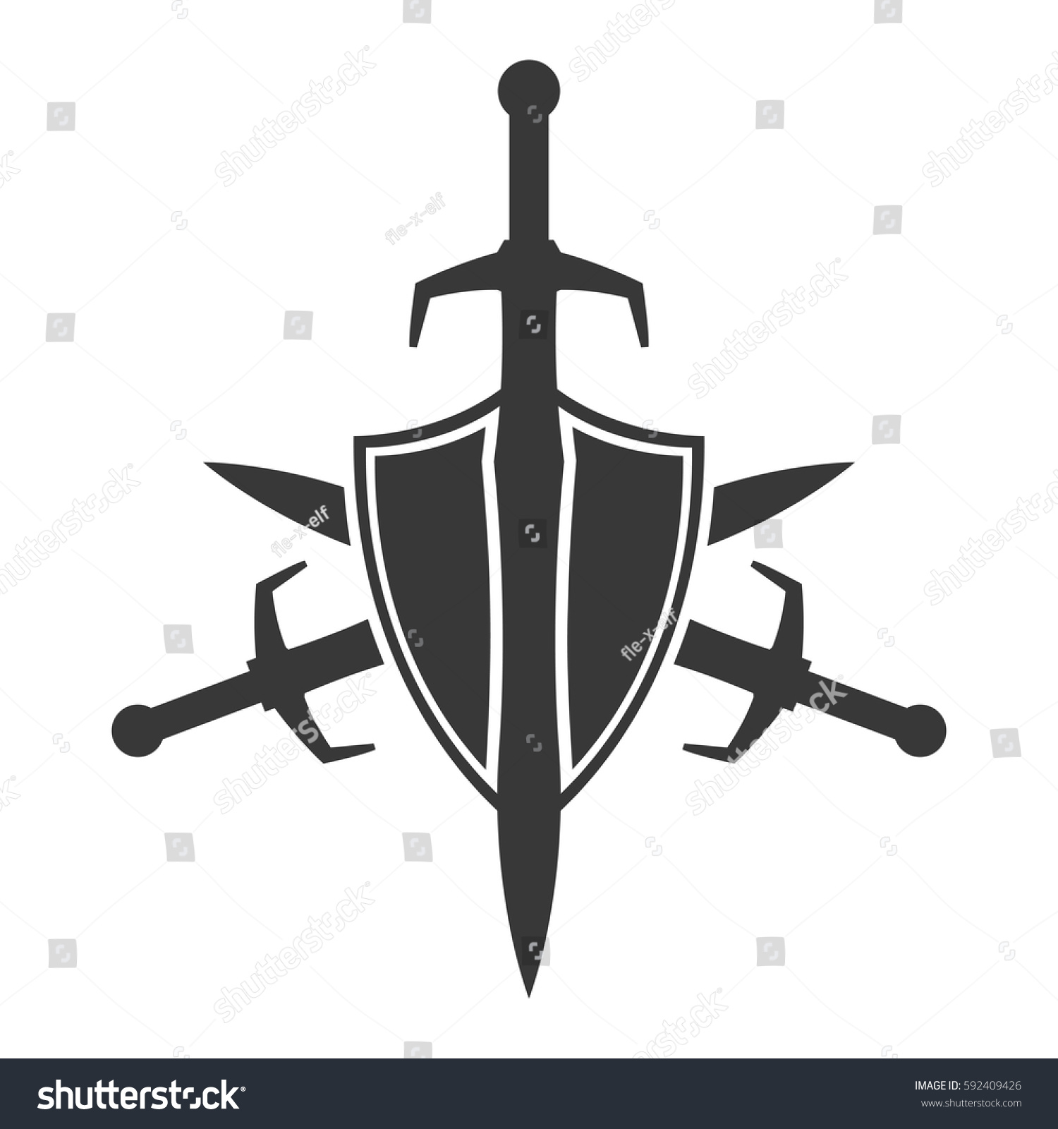 Abstract Vector Icon Shield Sword Stock Vector 592409426 - Shutterstock