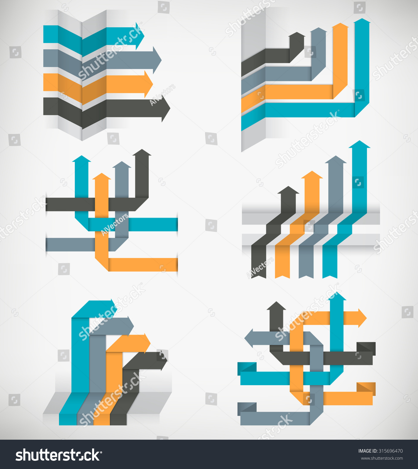 Abstract Vector Infographic Arrows Chart Set Stock Vector (Royalty Free ...