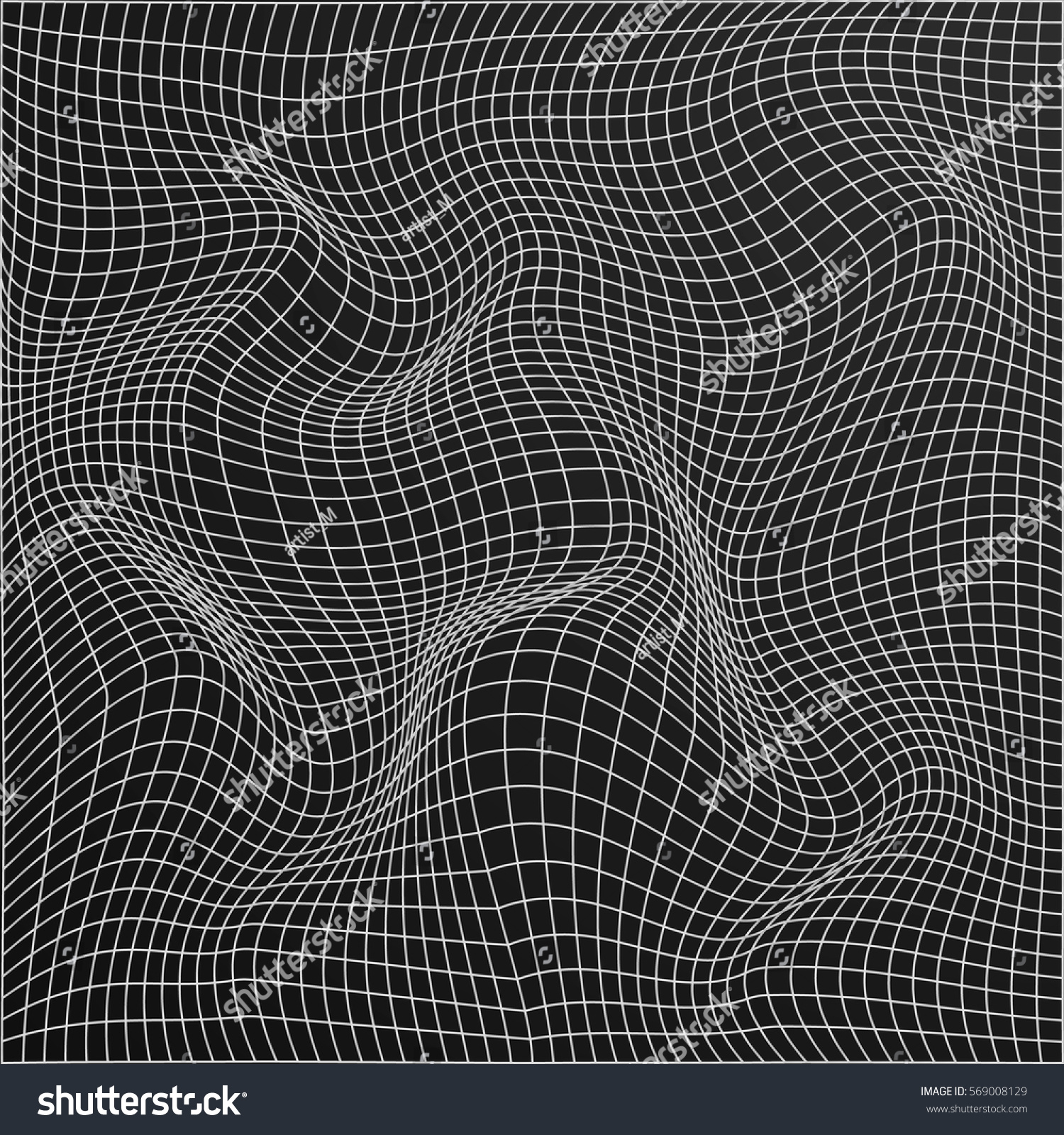 Abstract Wavy Grid Isolated On Black Stock Vector (Royalty Free ...