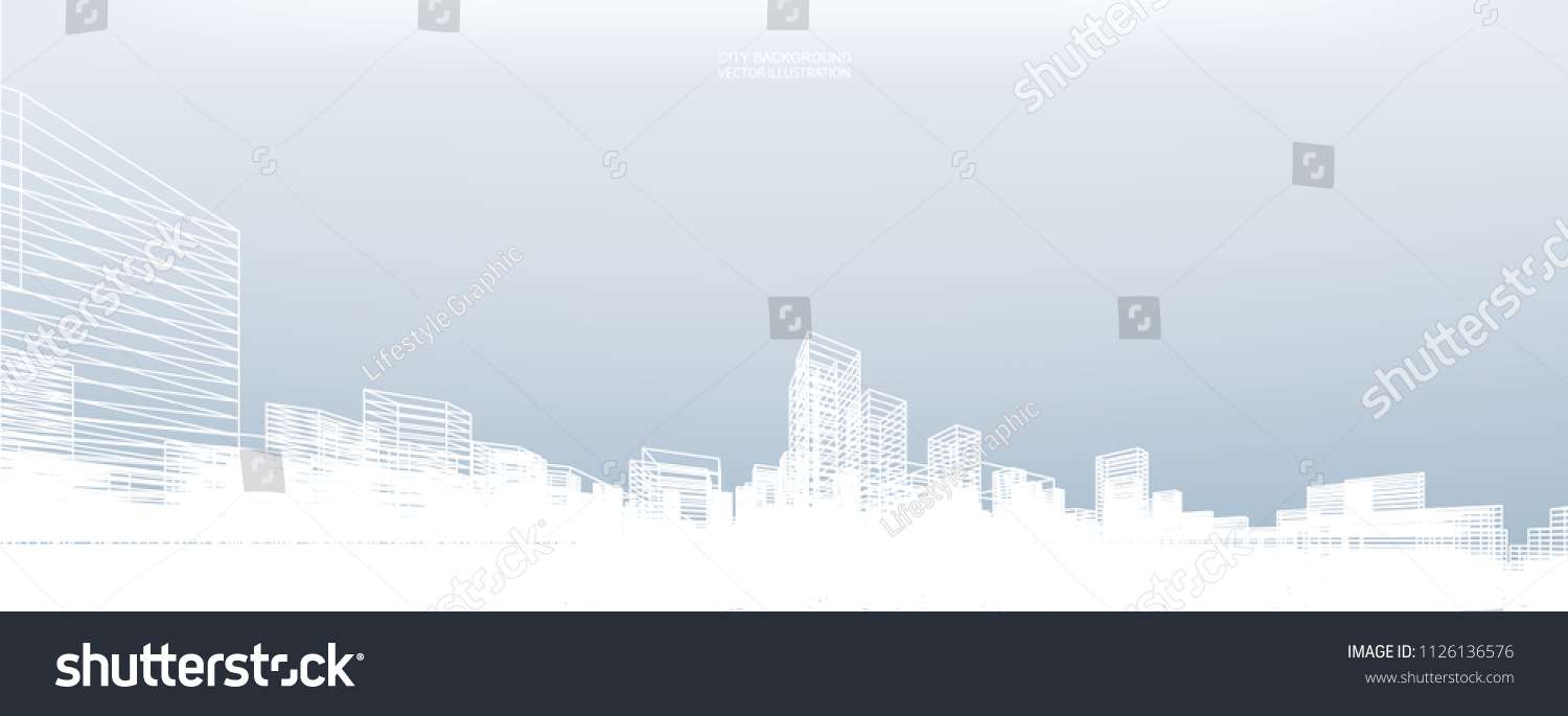 Abstract Wireframe City Background Perspective 3d Stock Vector (Royalty ...