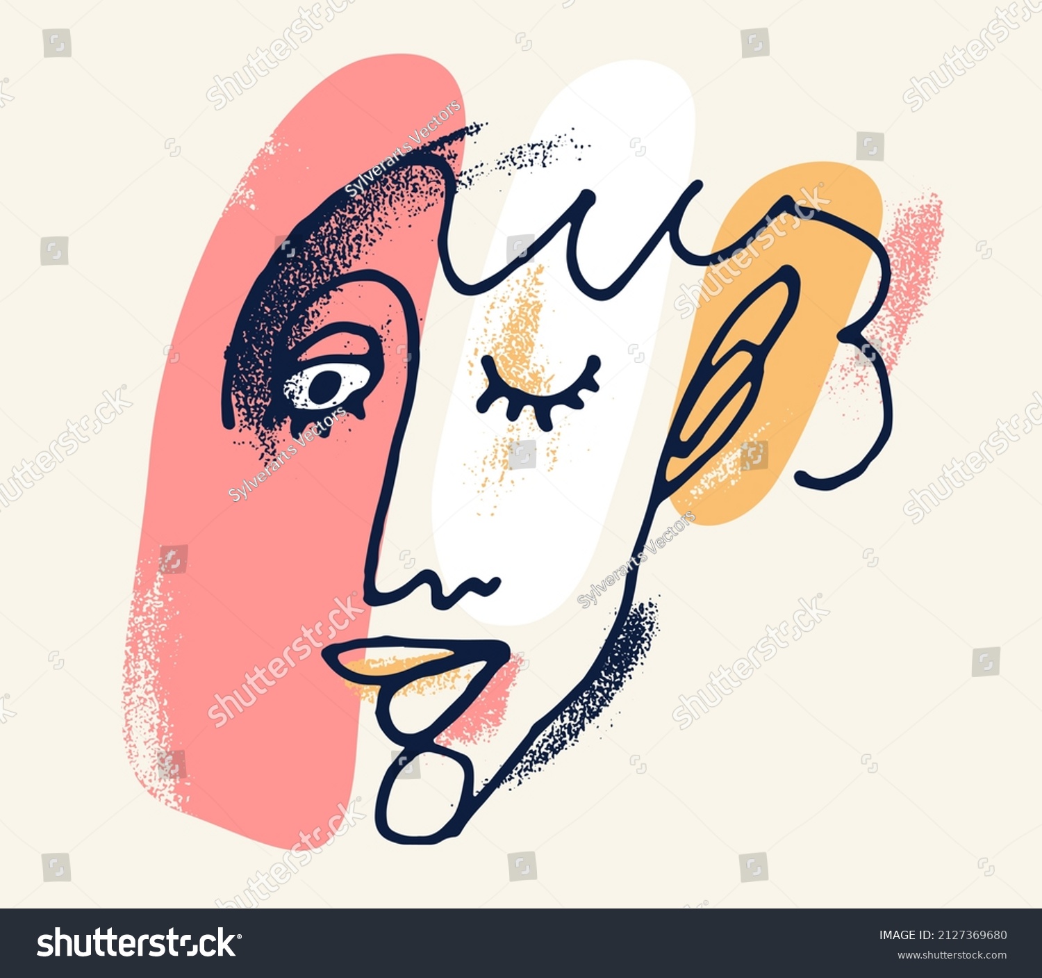 Abstract Woman Face Vector Artwork Modern Stock Vector Royalty Free