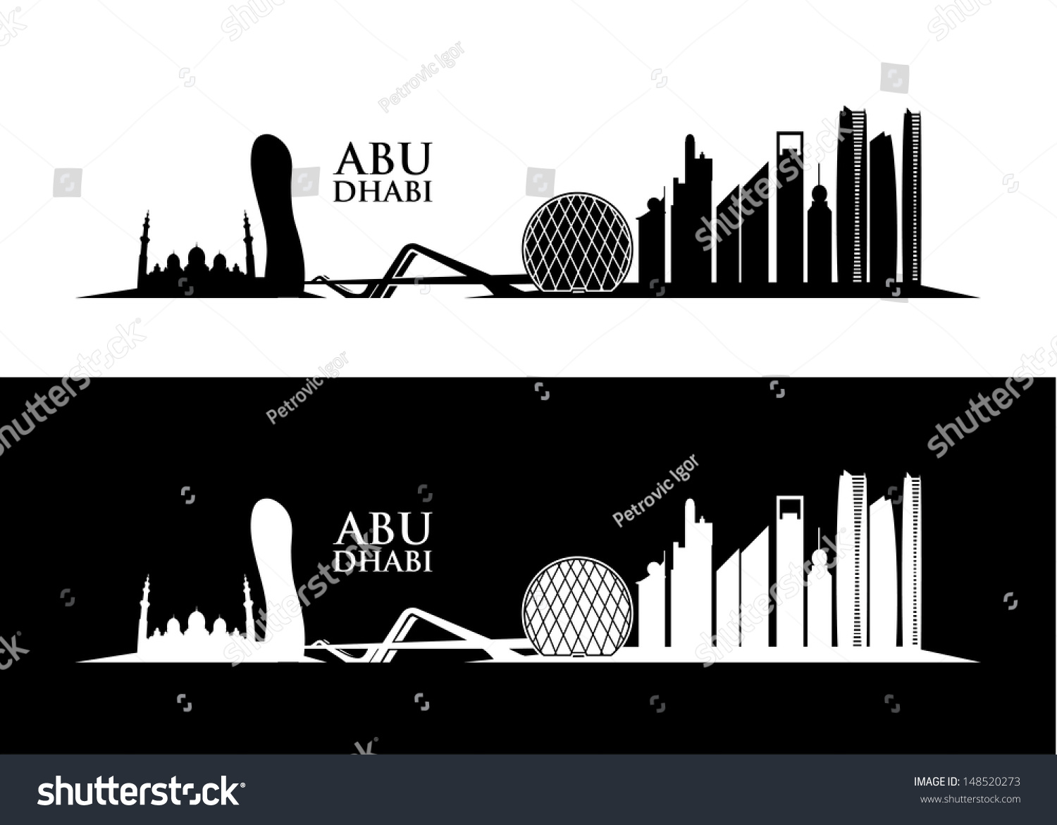 Abu Dhabi Skyline Vector Illustration Stock Vector 148520273 - Shutterstock