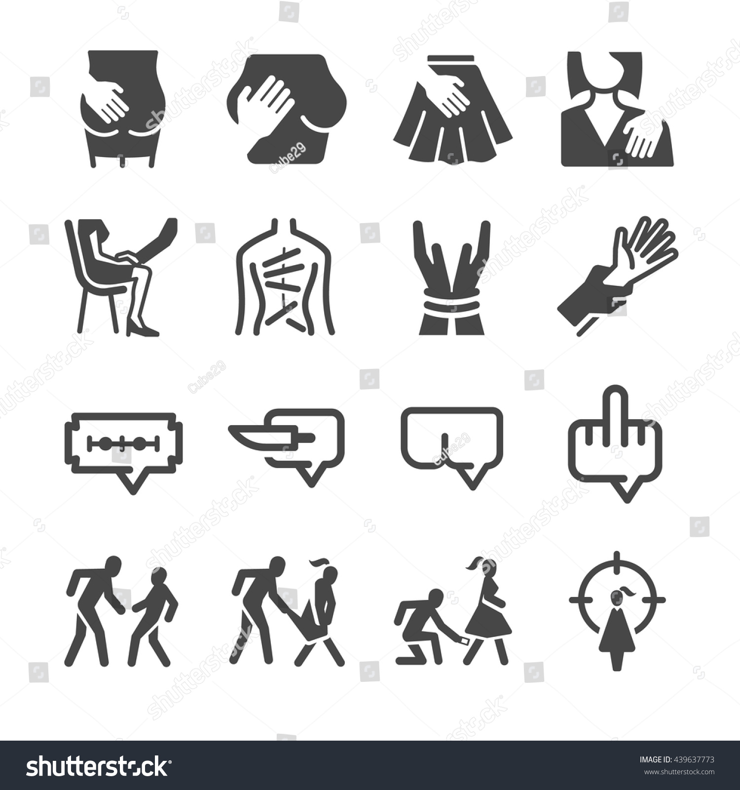 Abuse Harassment Icons Set Stock Vector 439637773 - Shutterstock