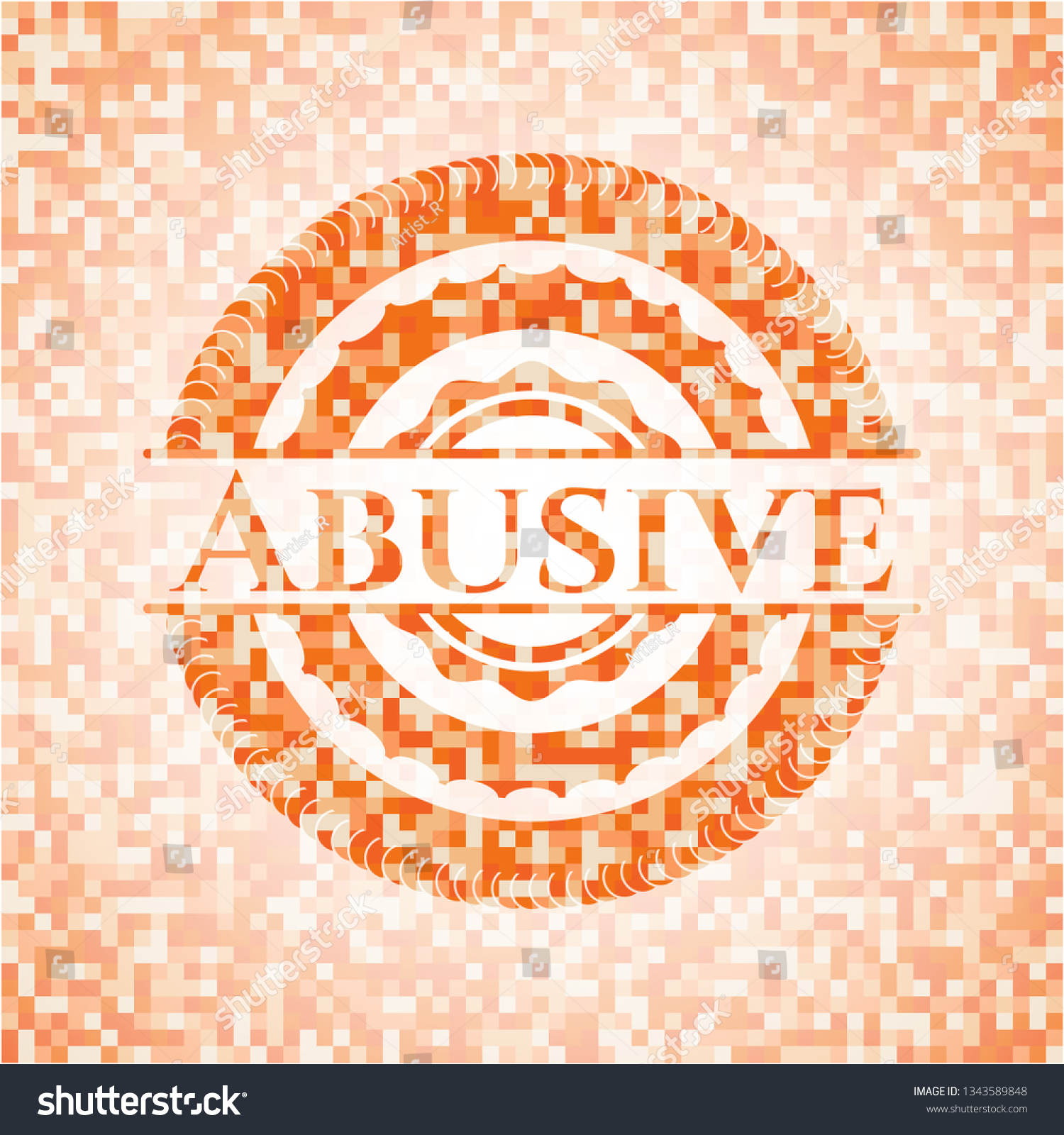 Abusive Orange Mosaic Emblem Stock Vector (Royalty Free) 1343589848 ...