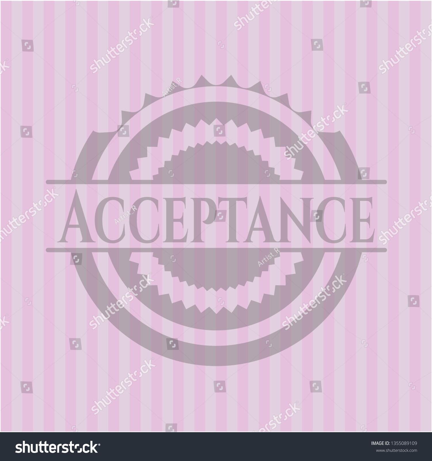 Acceptance Badge Pink Background Stock Vector (Royalty Free) 1355089109 ...