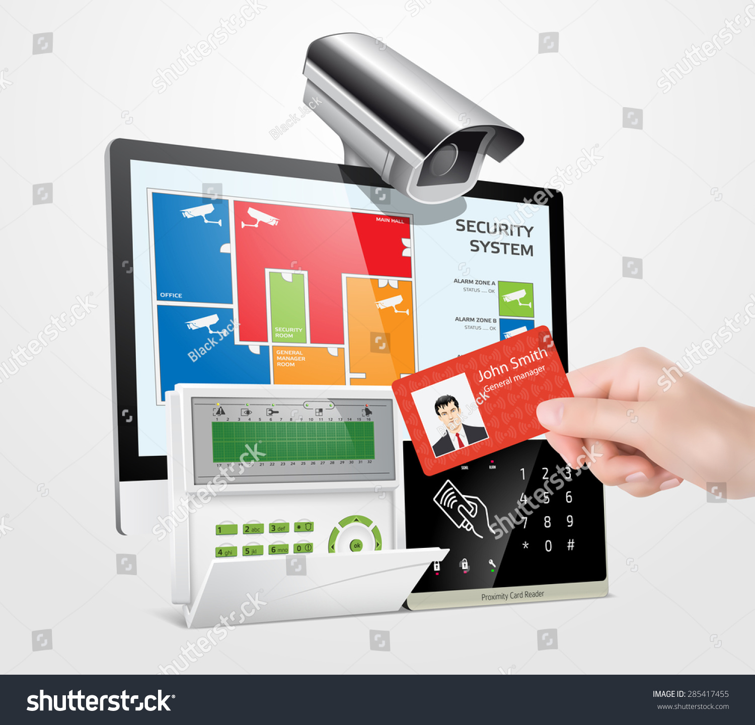 Access Control System Alarm Zones Proximity: vetor stock (livre de ...