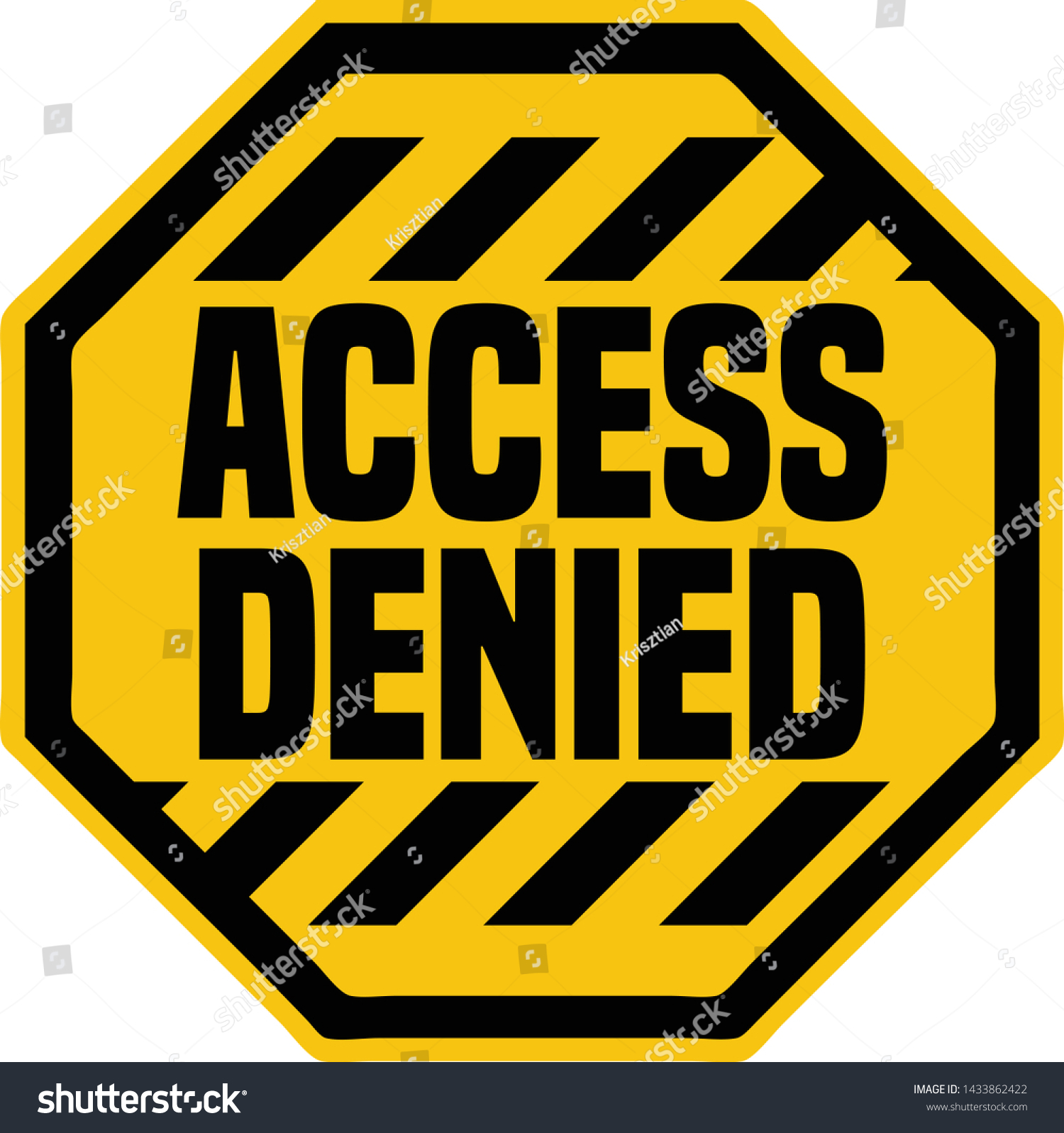 Access Denied Octagonal Shape Yellow Warning Stock Vector (Royalty Free ...
