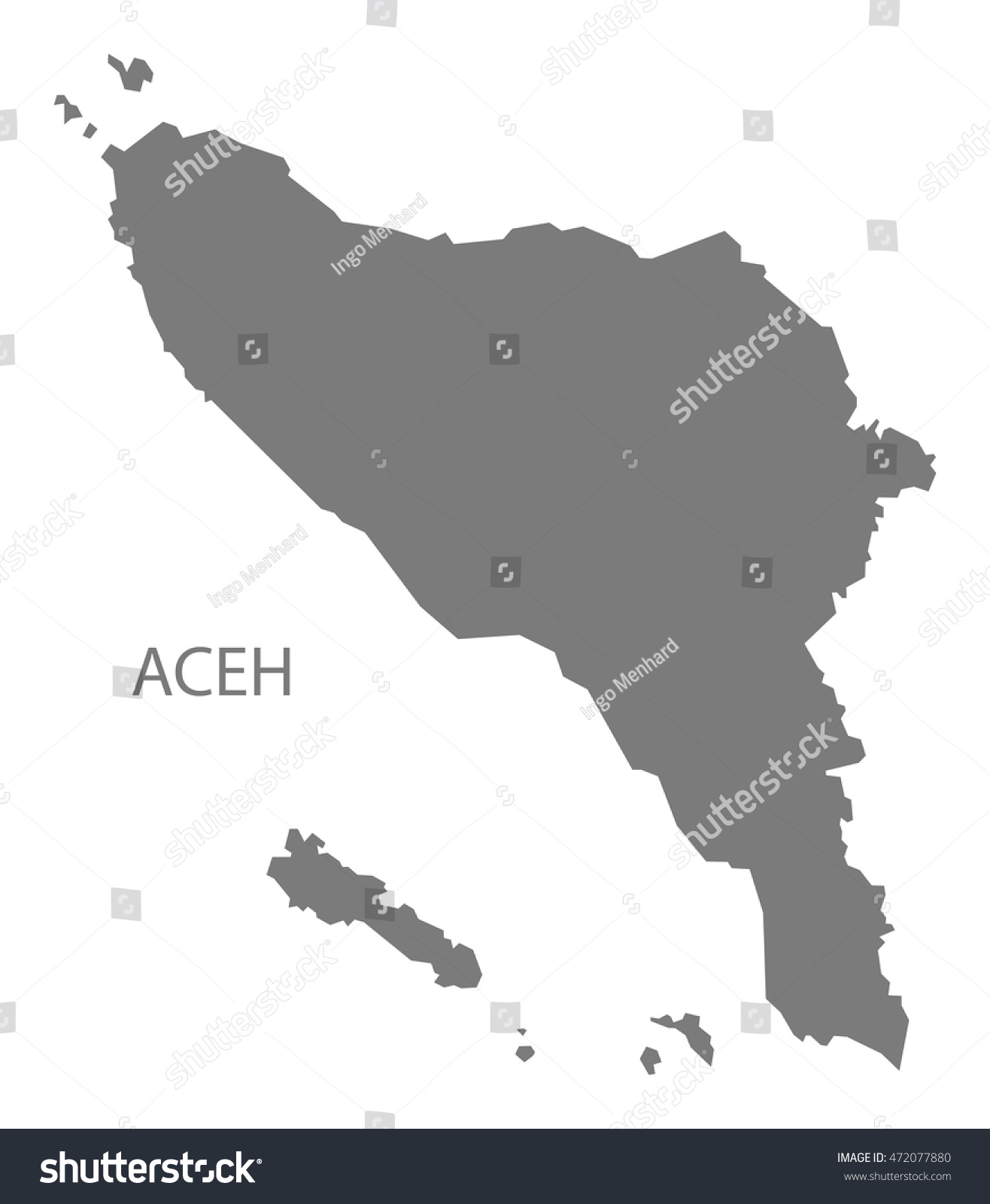 Aceh Indonesia Map Grey Stock Vector (Royalty Free) 472077880