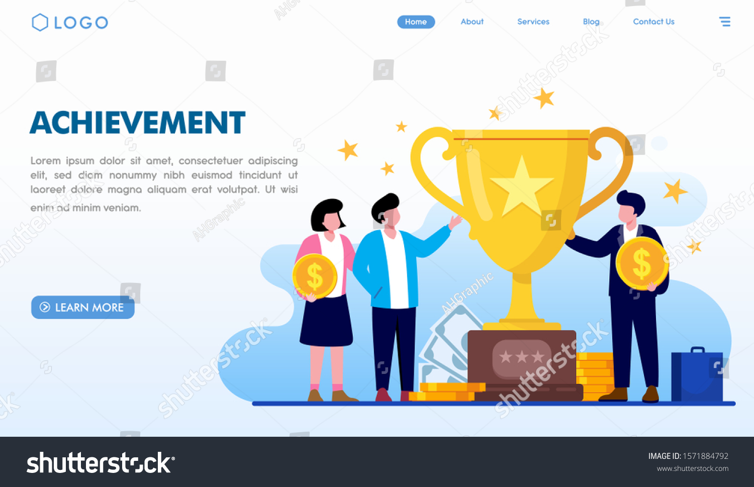 Achievement Landing Page Website Illustration Vector Stock Vector ...