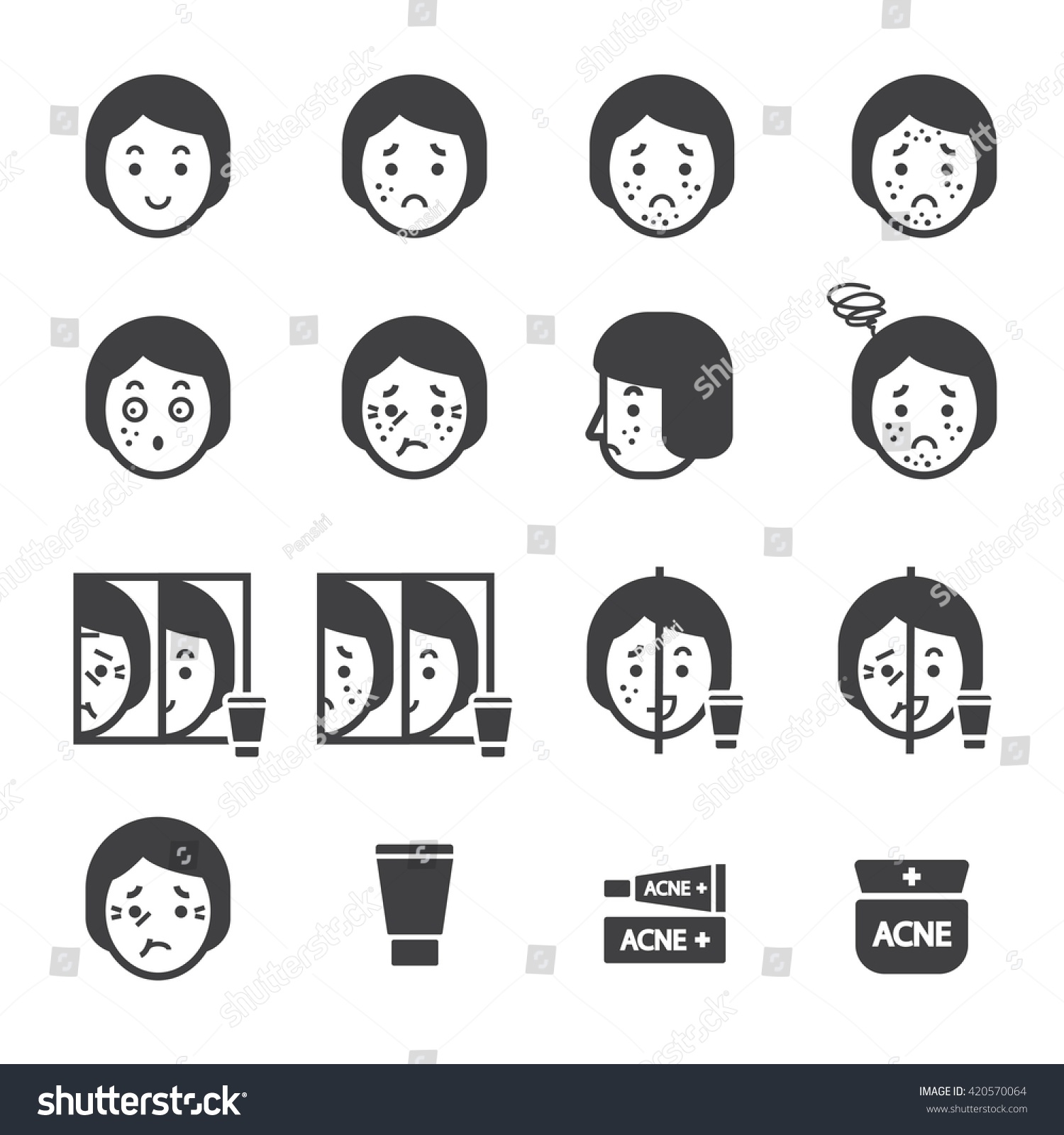 Acne Icon Set Stock Vector 420570064 - Shutterstock