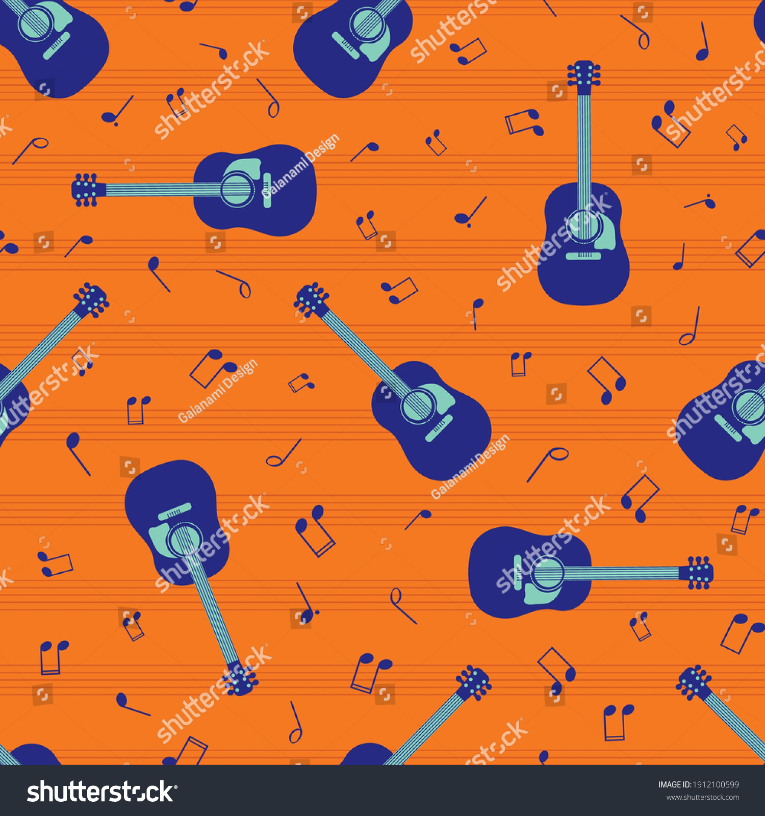 Acoustic Guitar Music Notes Vector Seamless Stock Vector (Royalty Free ...