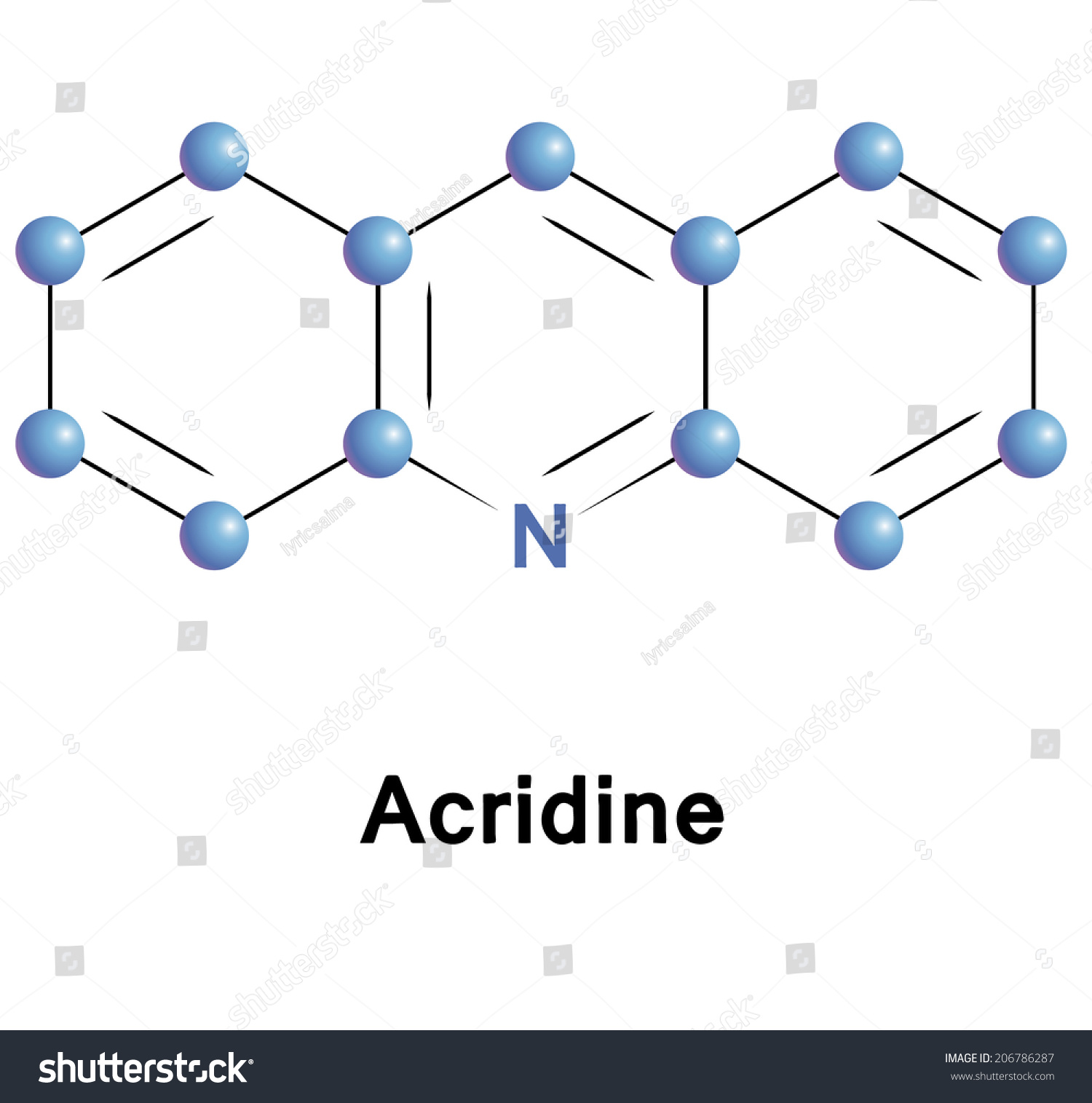 Acridine Chemical Compound Moleccular Structure Vector Stock Vector ...