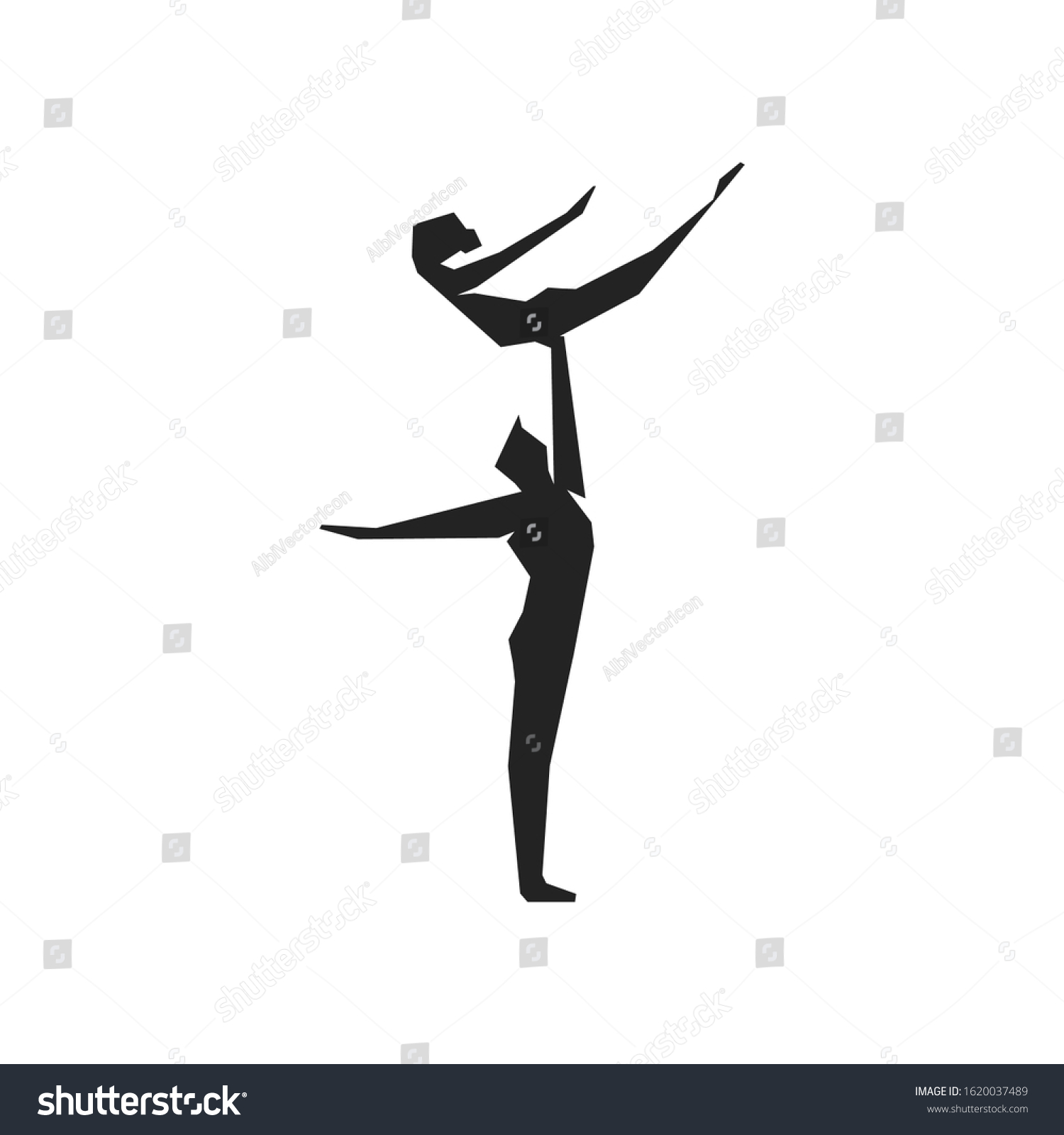 Acrobatic Gymnastic Flat Logo Icon Stock Vector (Royalty Free ...