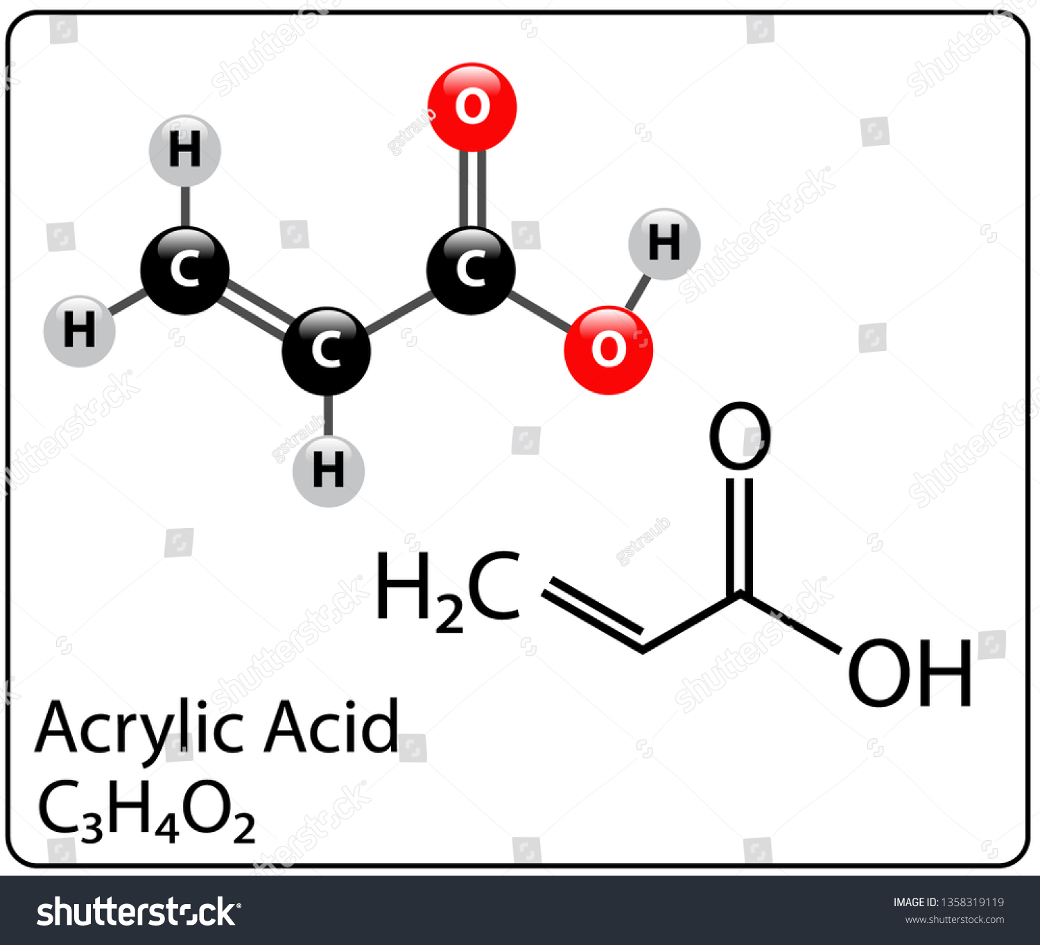 Acrylic Acid Molecule Structure Stock Vector (Royalty Free) 1358319119
