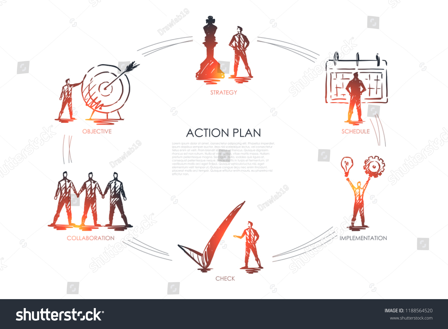 Action Plan Strategy Collabororation Check Implementation Stock Vector ...