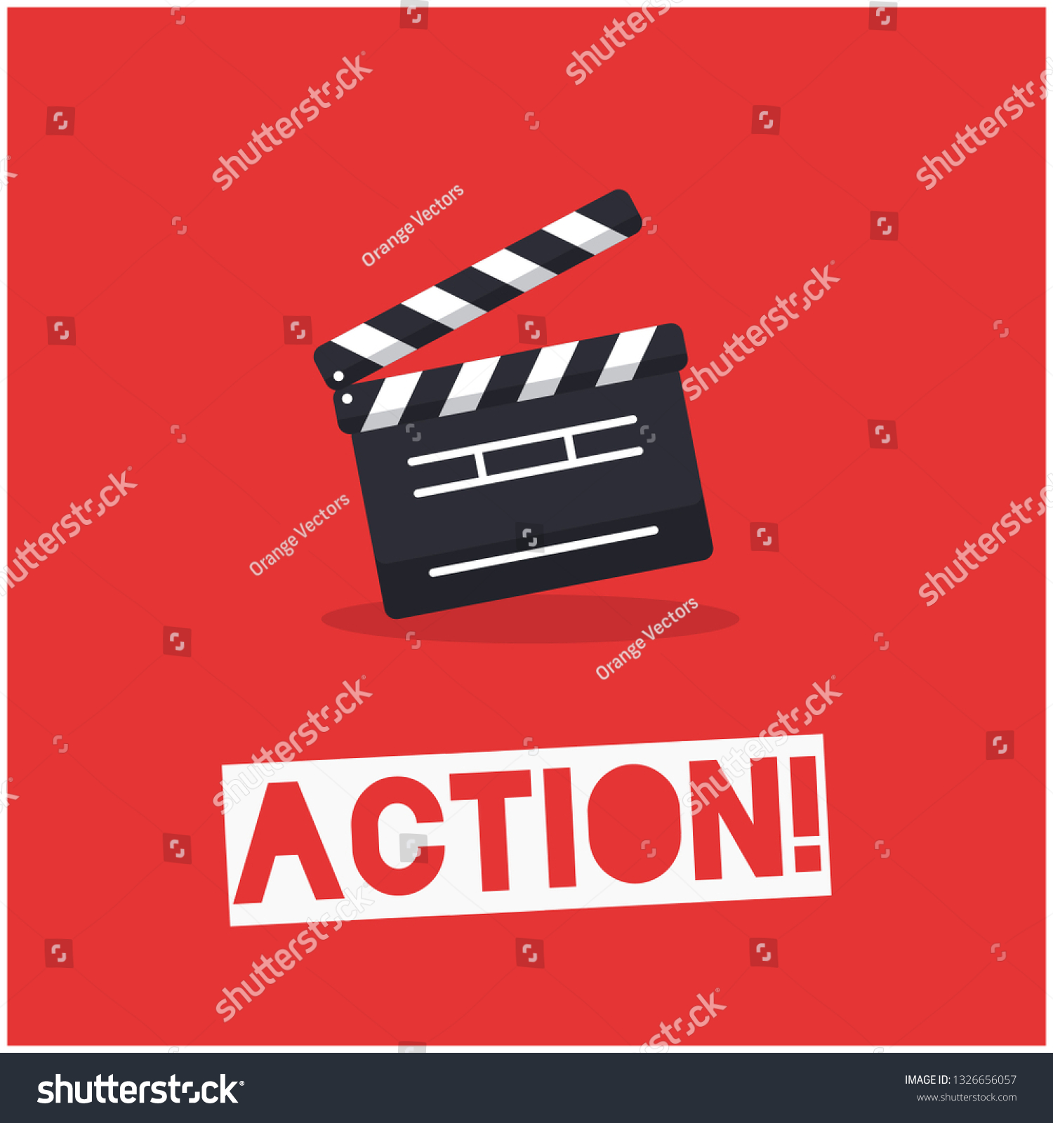 Action Typography Clapperboard Vector Illustration: เวกเตอร์สต็อก (ปลอด ...