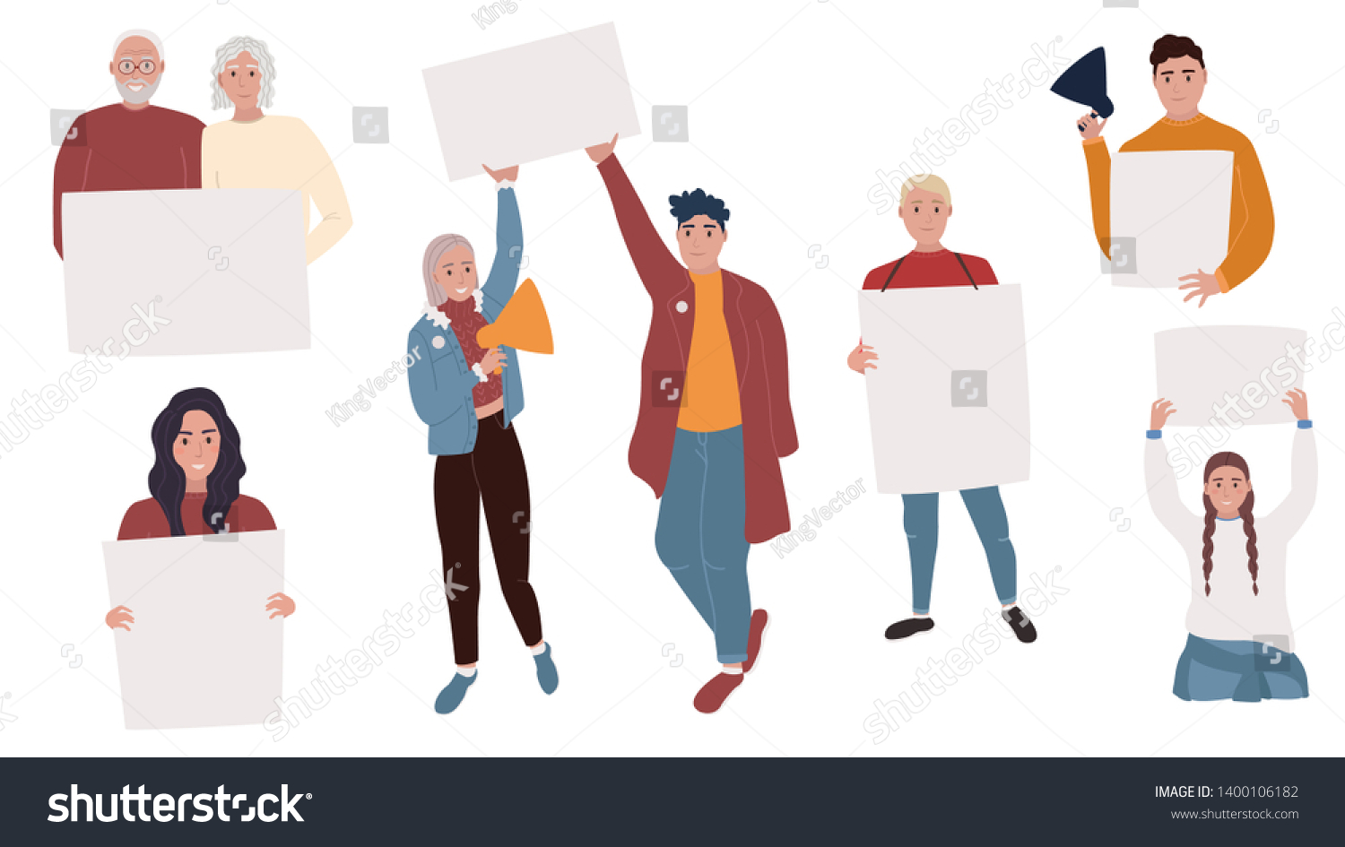 Activists Banners Vector Characters Set Stock Vector (Royalty Free ...