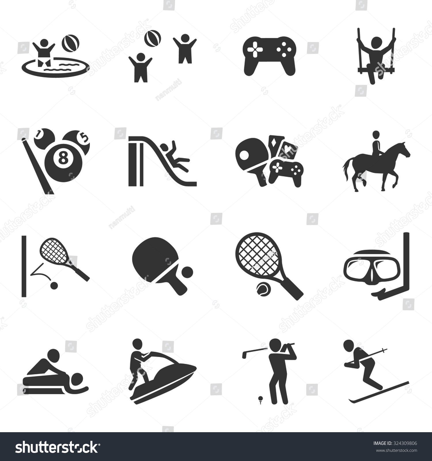Activity Sport Icon Vector Set Collection Stock Vector (Royalty Free ...