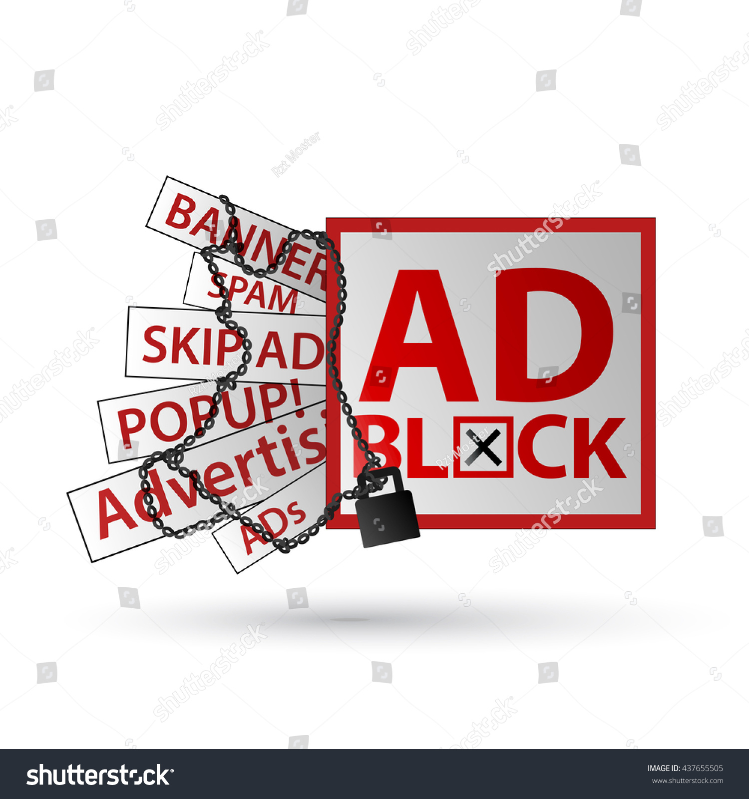 Ad Block Popup Banner Lock Concept Stock Vector (Royalty Free ...