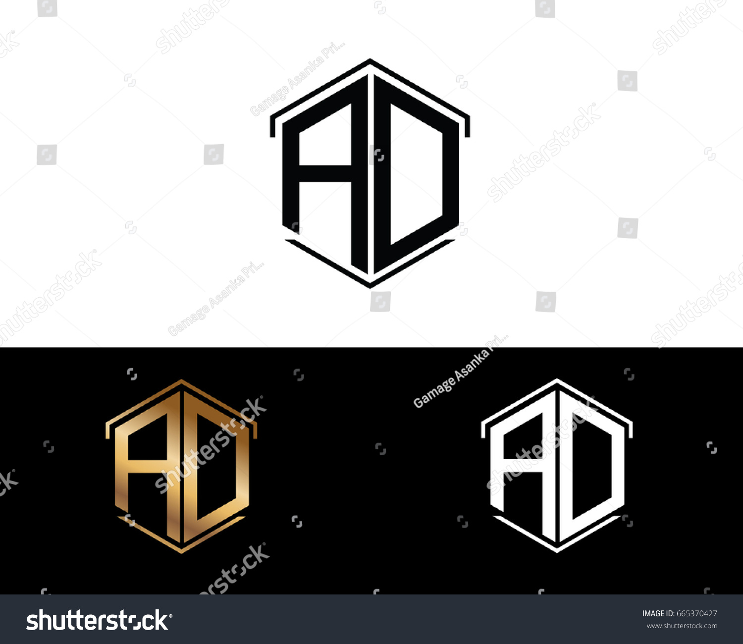 Ad Letters Linked Hexagon Shape Logo: vector de stock (libre de ...