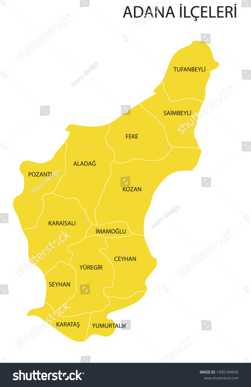 Adana District Map Vector Illustration Turkey: Vector có sẵn (miễn phí ...