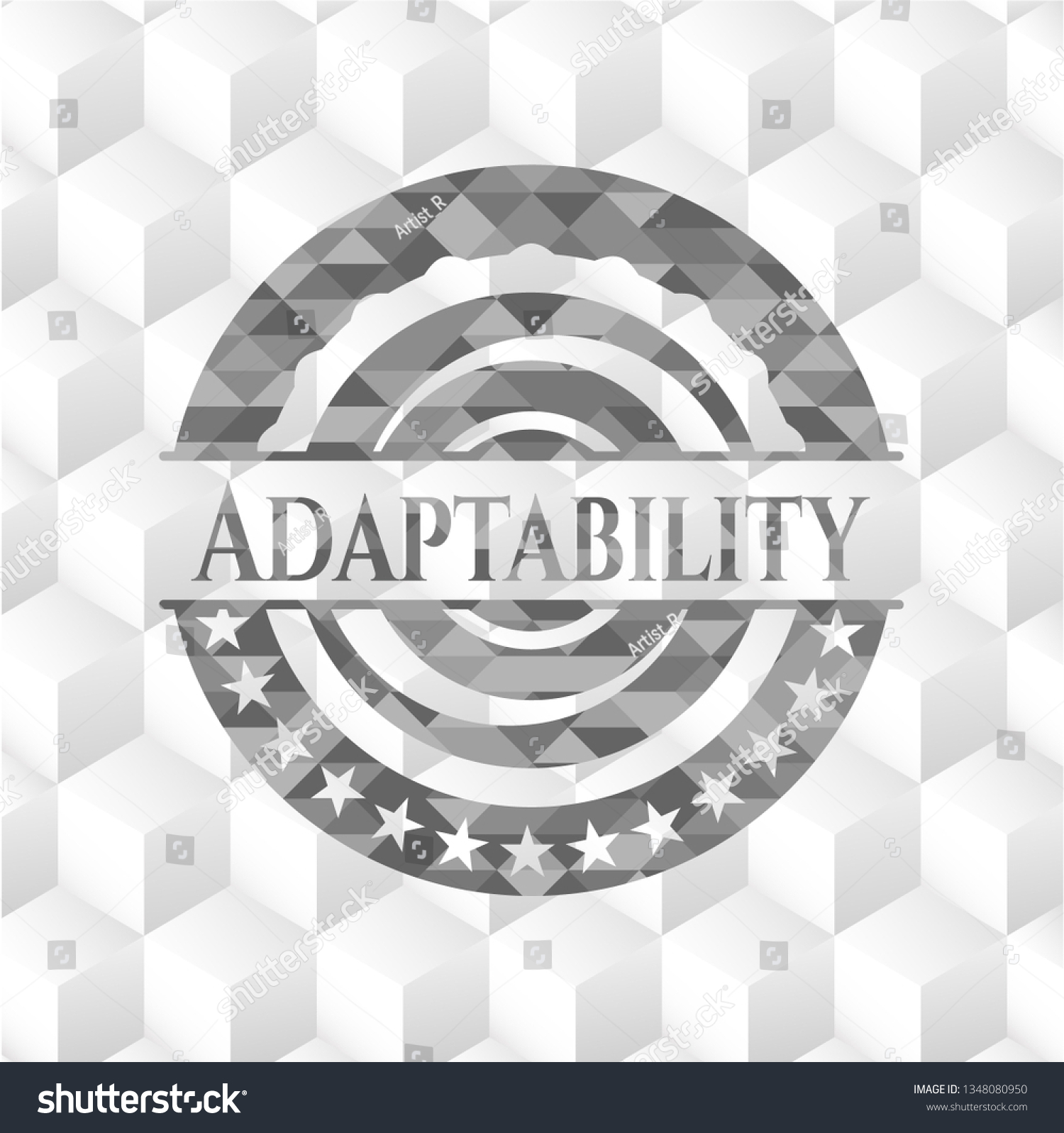 Adaptability Grey Emblem Geometric Cube White Stock Vector (Royalty ...