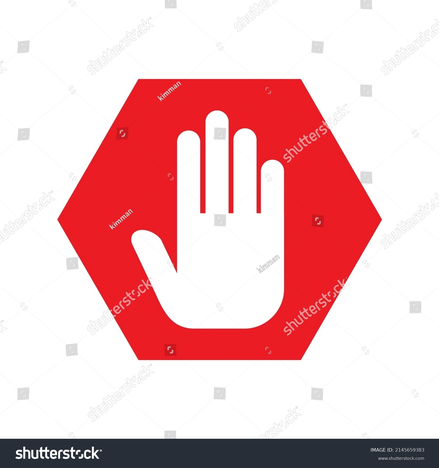 Adblock Red Stop Sign Hand Vector Stock Vector (Royalty Free ...