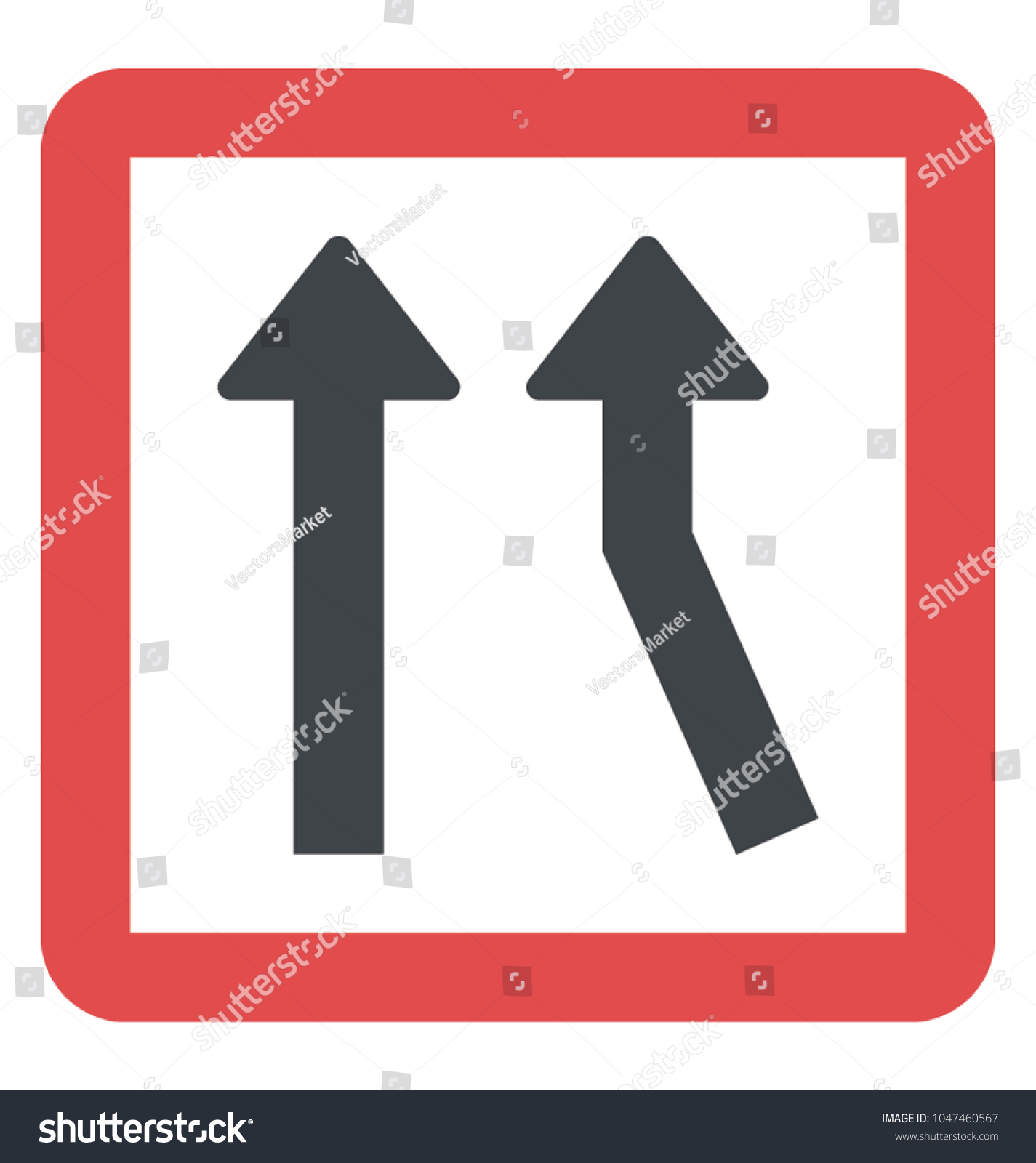 Added Lane Sign Flat Vector Icon Stock Vector (Royalty Free) 1047460567 ...