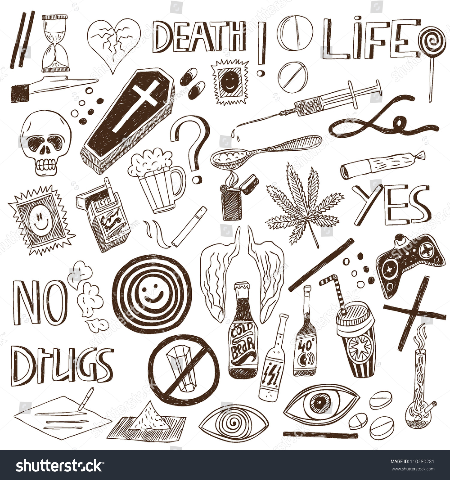 Addiction - Doodles Collection Stock Vector Illustration 110280281 ...
