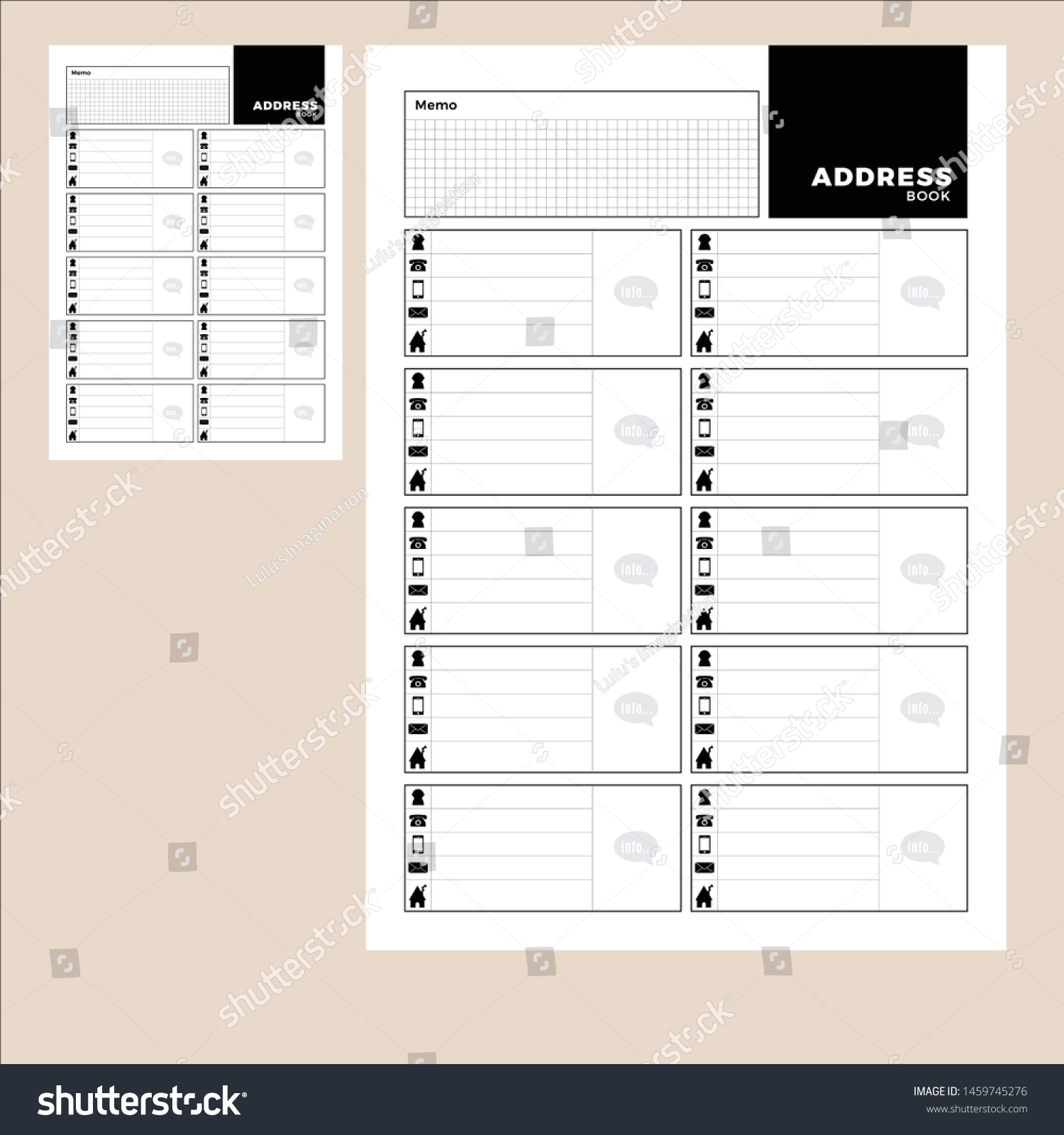 Vektor Stok Address Book Template Planner Sheet (Tanpa Royalti ...