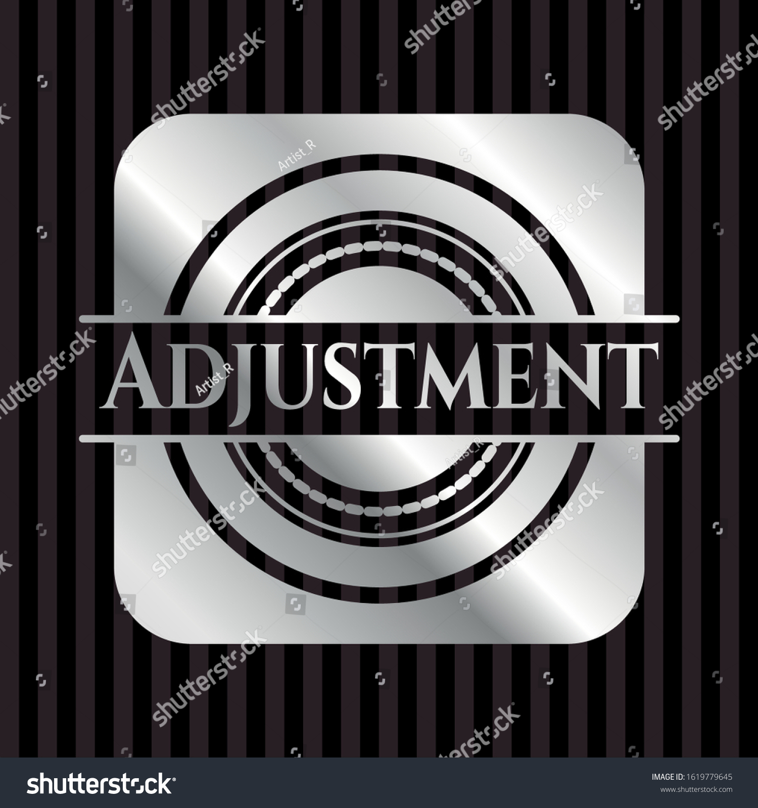 Adjustment Silvery Emblem Badge Vector Illustration Stock Vector