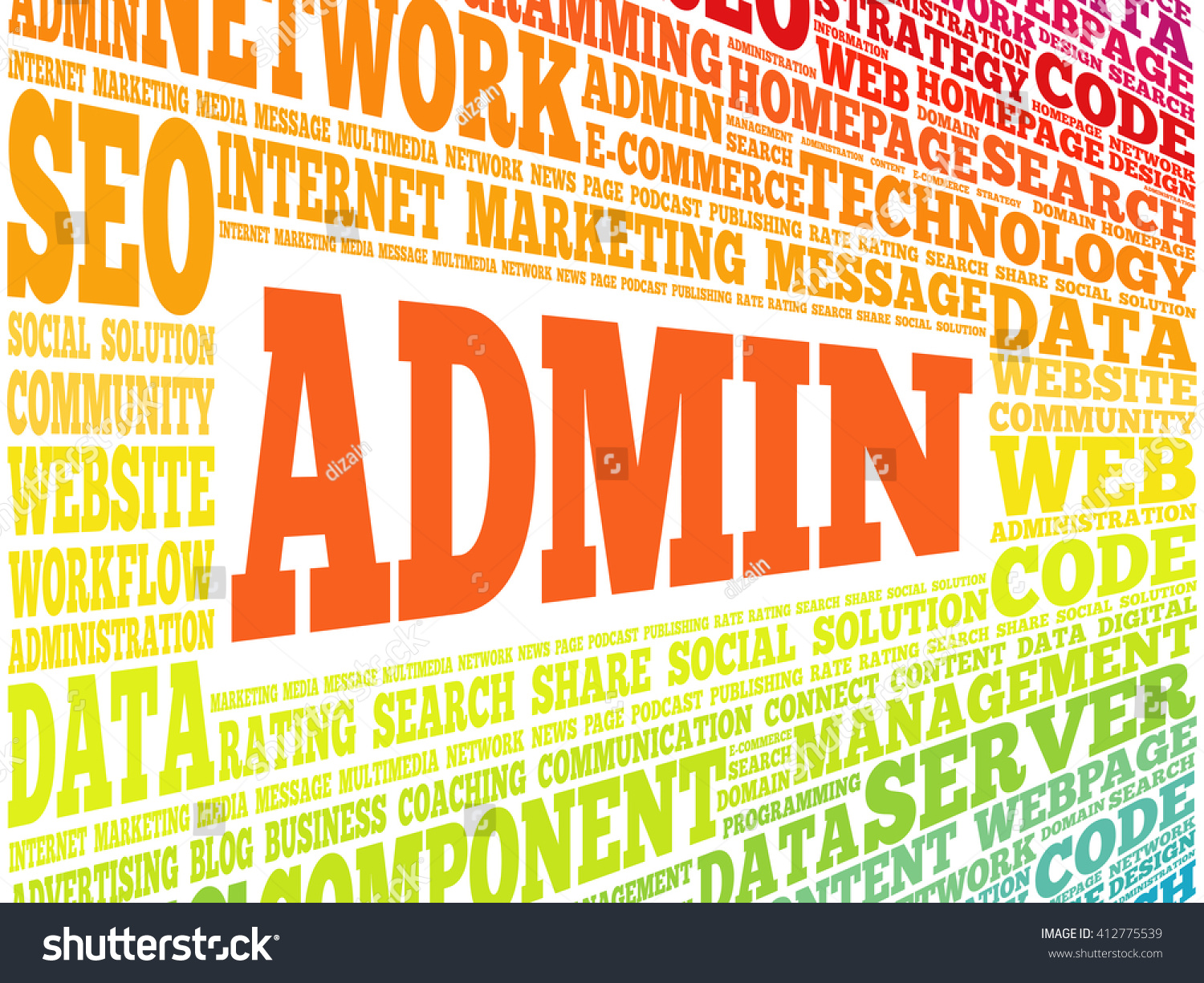 Admin Word Cloud Concept: vector de stock (libre de regalías) 412775539 ...