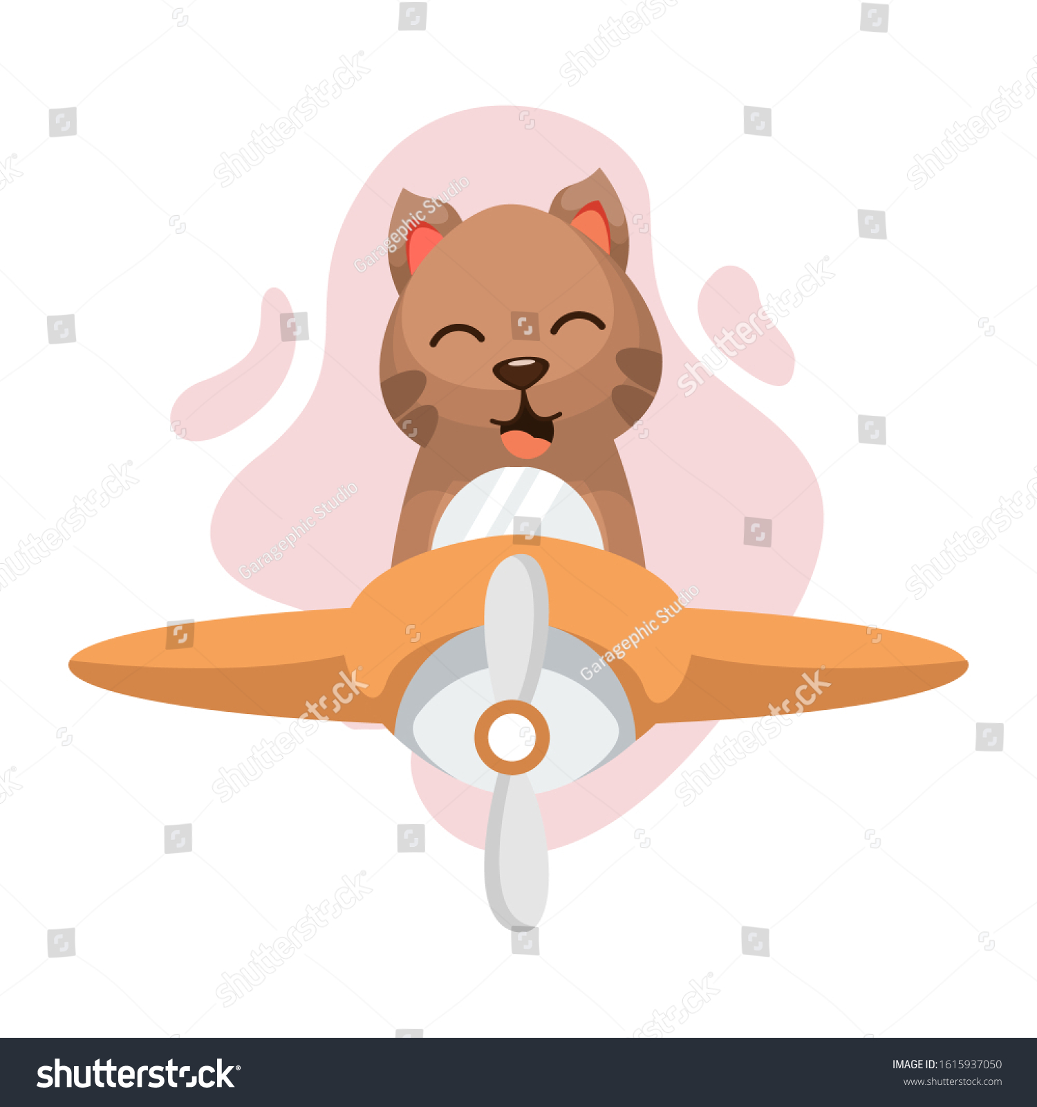 Adorable Cat Plane Cartoon Vector Stock Vector (Royalty Free) 1615937050