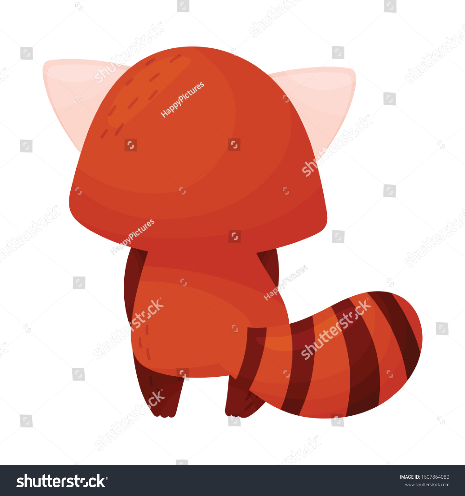 Adorable Red Panda Character Back View Stock Vector (Royalty Free ...